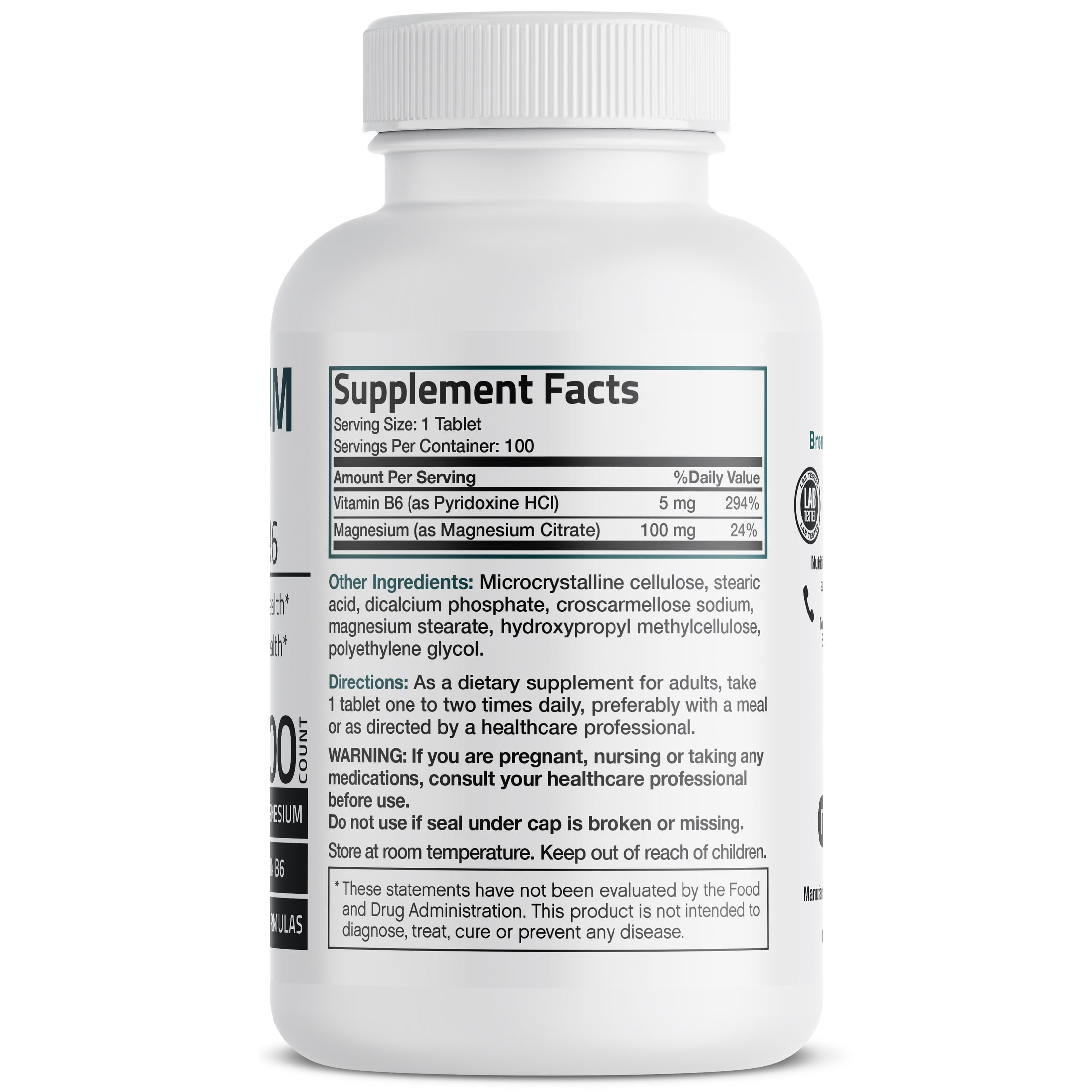 Magnesium Citrate with Vitamin B6 -| Vitamins & Supplements | Bronson ...