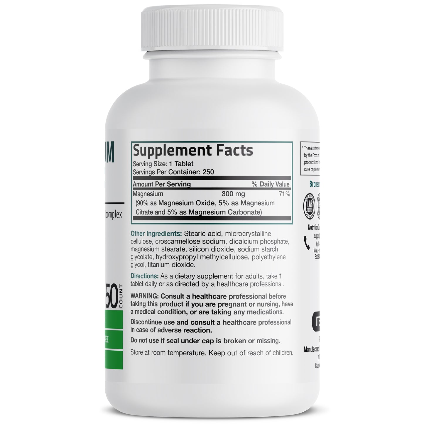 Bronson Magnesium Complex Maximum Coverage - 300 mg | Vitamins ...