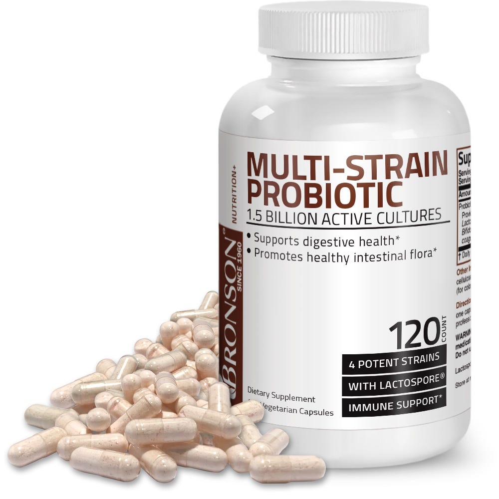 Multi Strain Probiotic 1 5 Billion Cfu Probiotics And Enzymes Bronson Vitamins Bronsonlabs