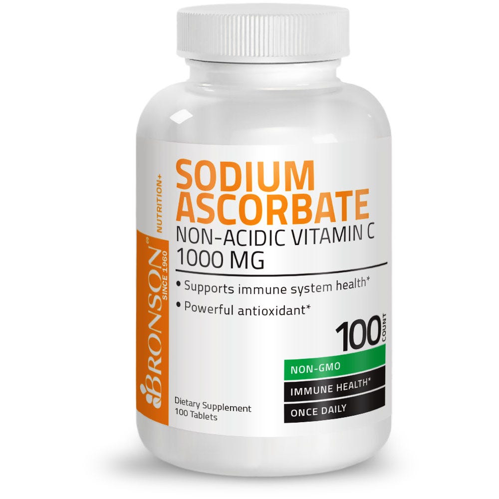 Vitamin C Sodium Ascorbate Non-Acidic Non-GMO - 1000 mg – bronsonlabs