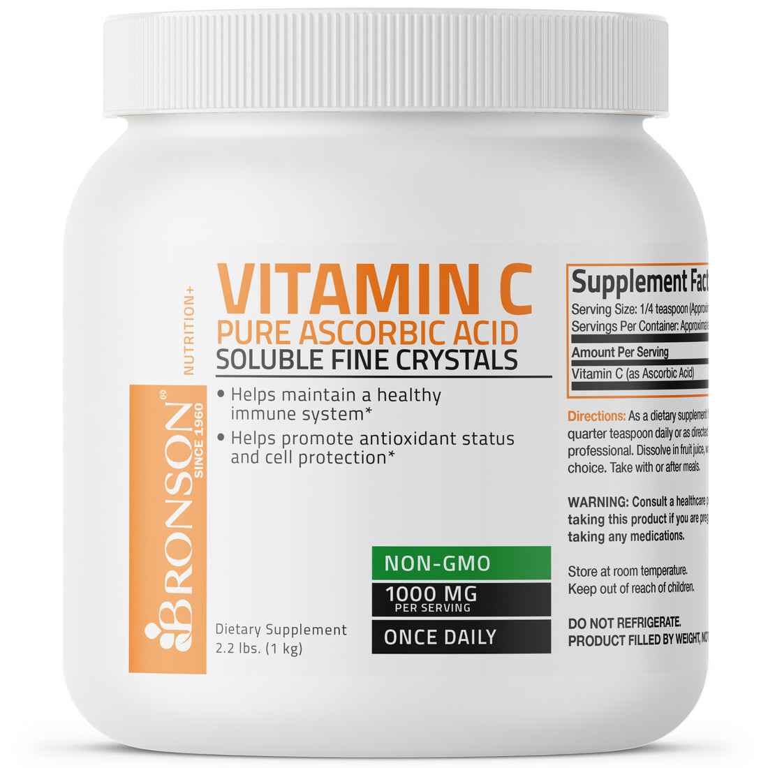 Bronson Vitamin C Pure Ascorbic Acid Crystals - 1,000 mg - 1 lb (16 oz / 454g) | Vitamins ...