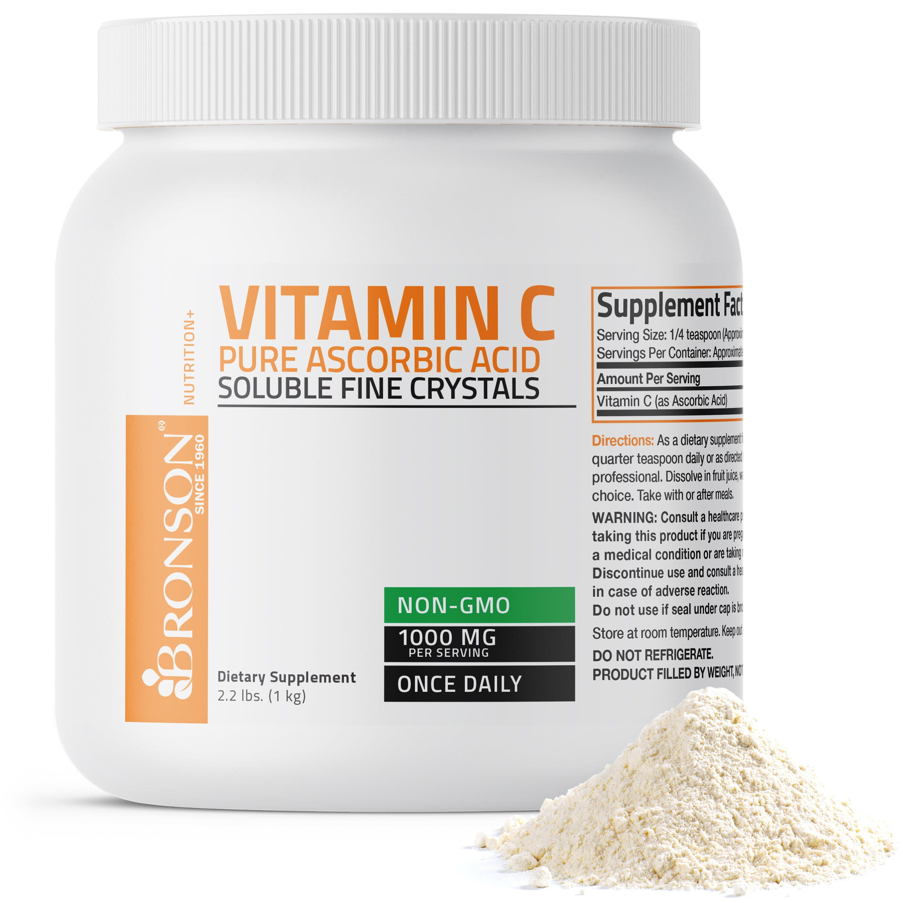 Bronson Vitamin C Pure Ascorbic Acid Crystals - 1,000 mg - 1 lb (16 oz ...