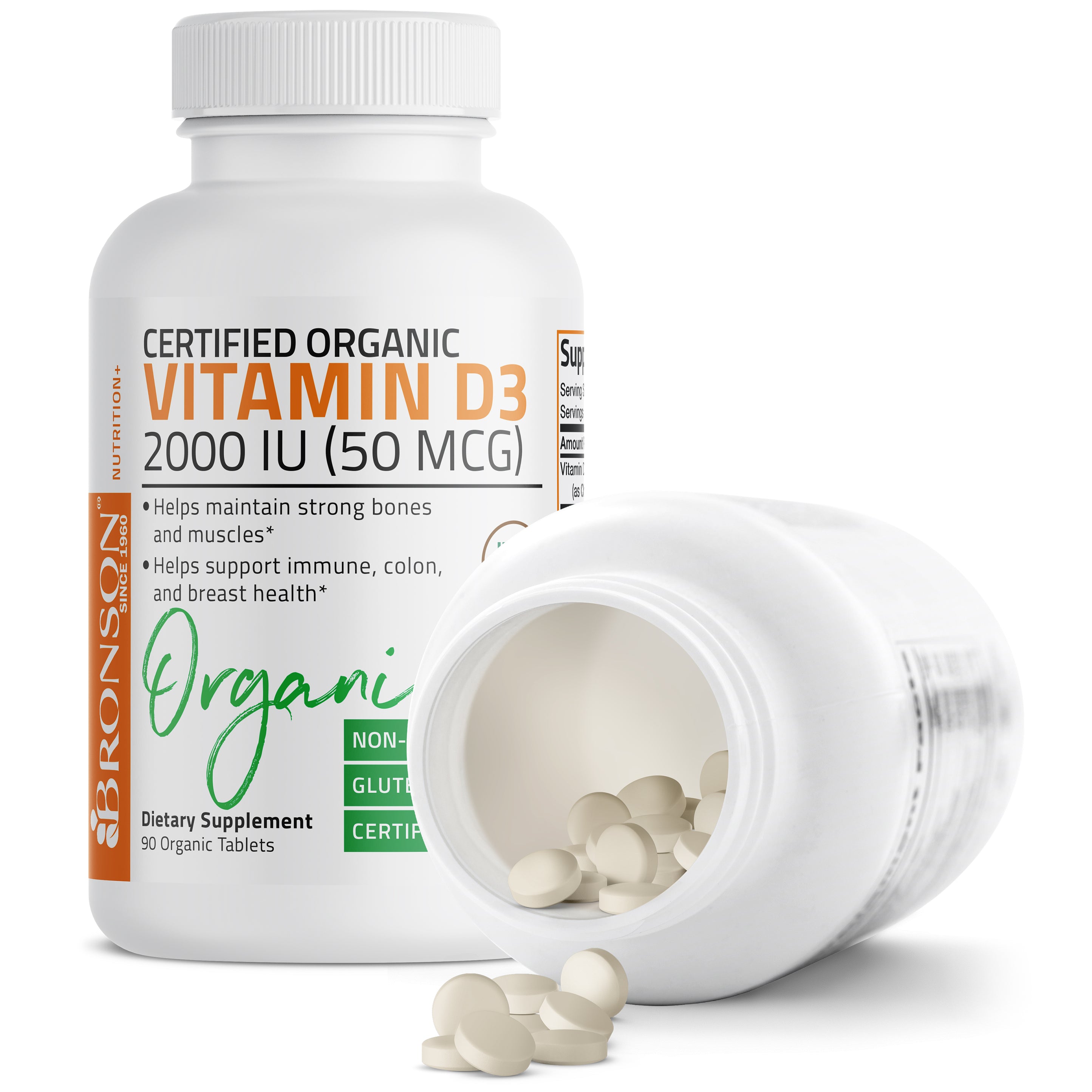 Vitamin D3 USDA Certified Organic - 2,000 IU - 90 Tablets | Vitamins ...