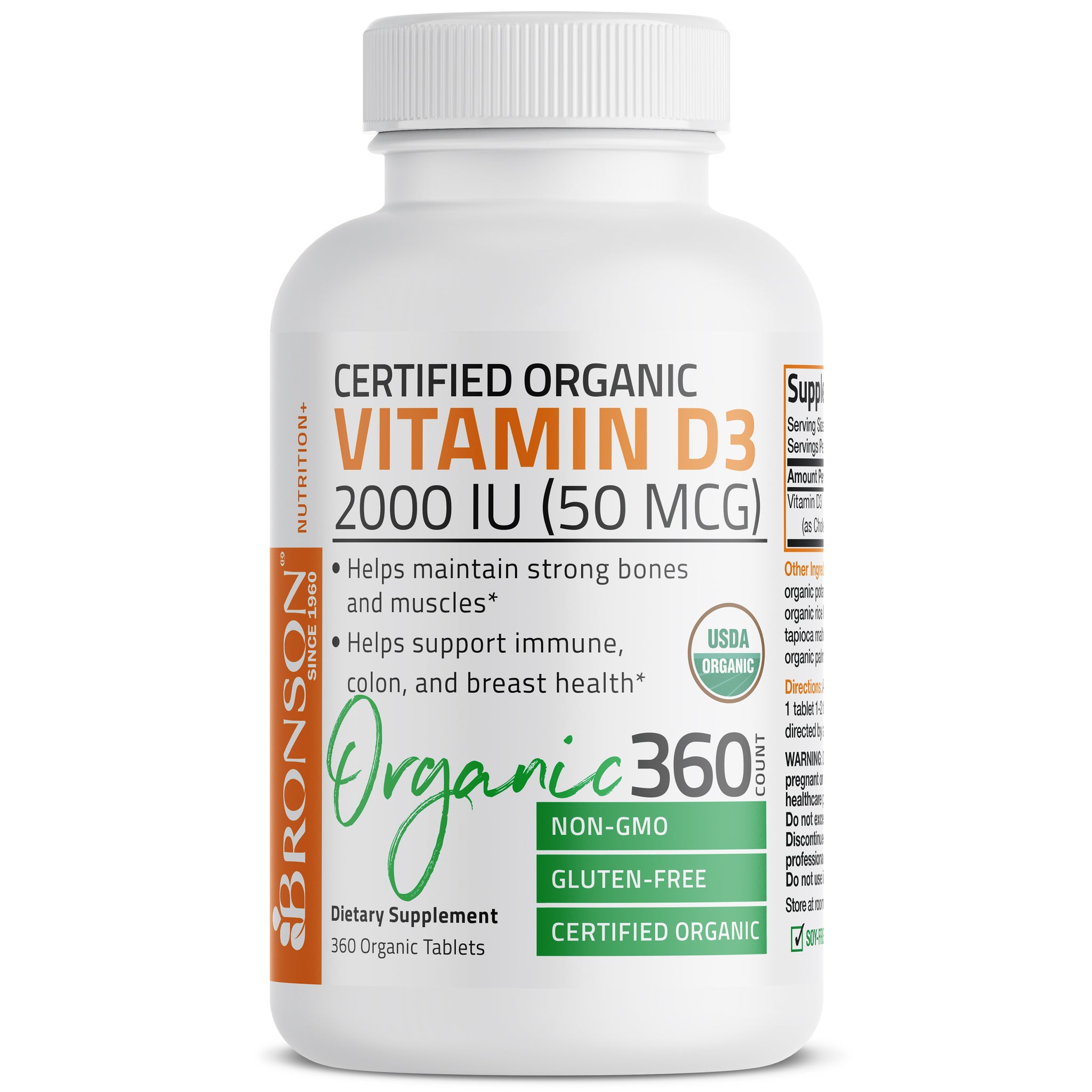 Vitamin D3 USDA Certified Organic - 2,000 IU - 90 Tablets | Vitamins ...