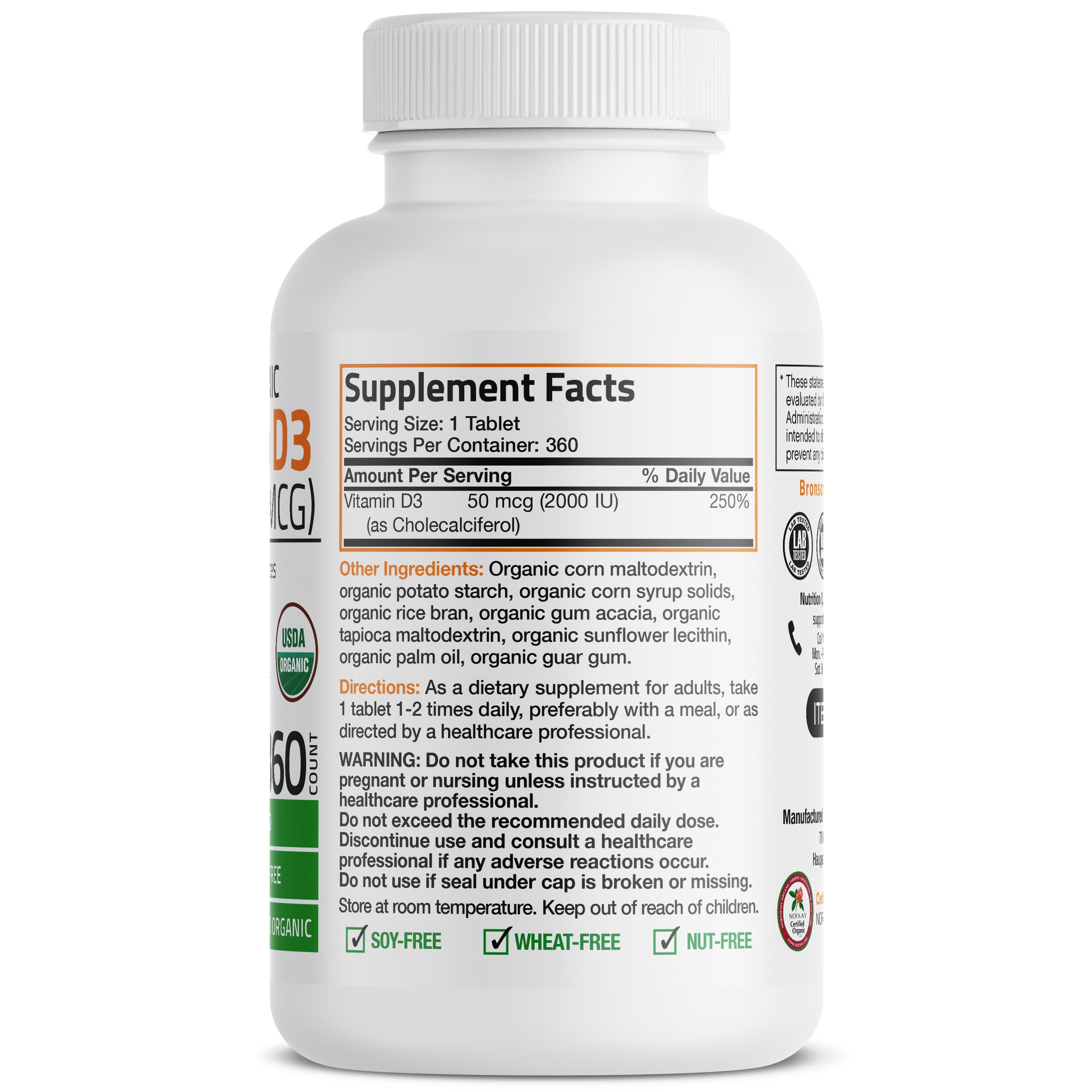 Vitamin D3 USDA Certified Organic - 2,000 IU - 90 Tablets | Vitamins ...