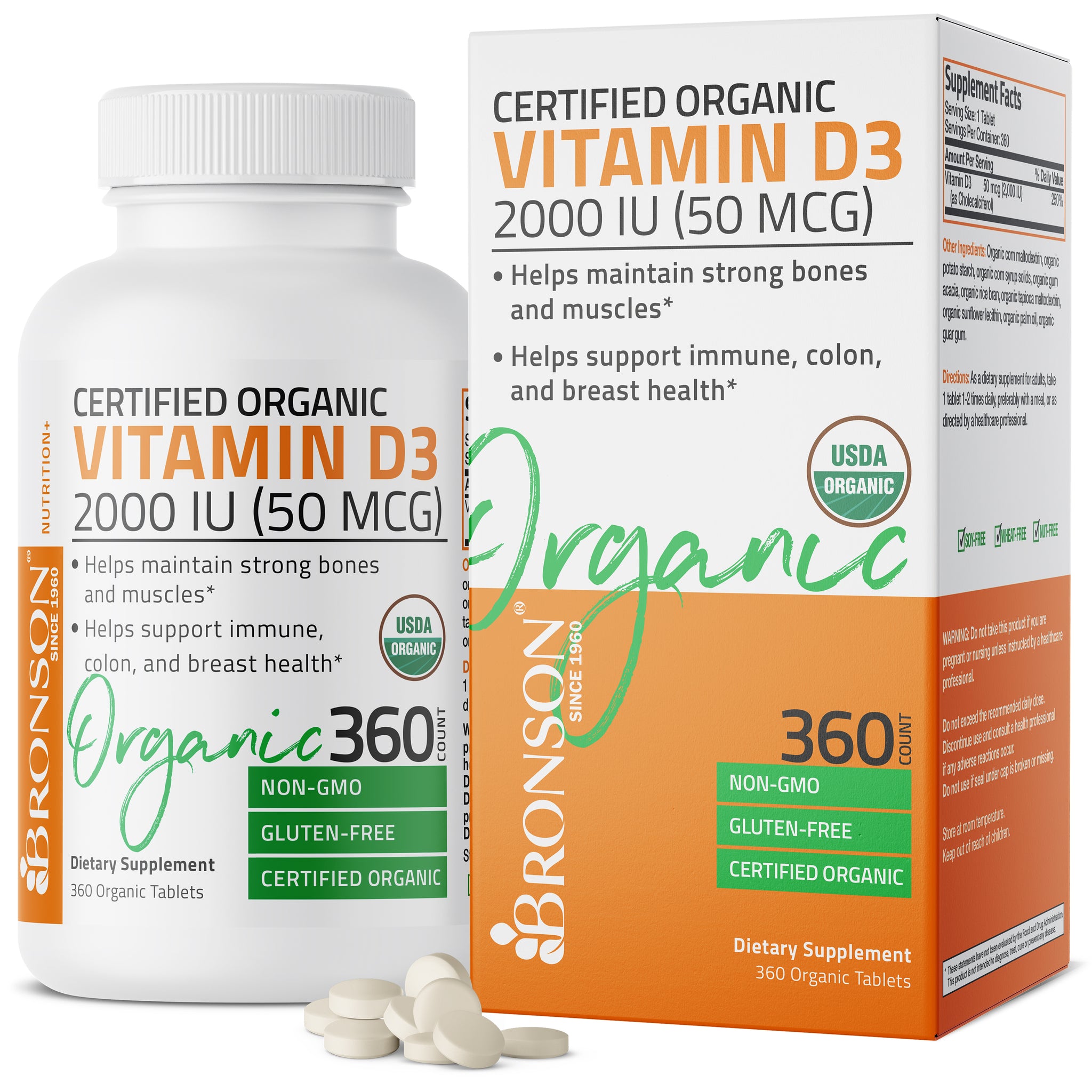 Vitamin D3 USDA Certified Organic - 2,000 IU - 90 Tablets | Vitamins ...