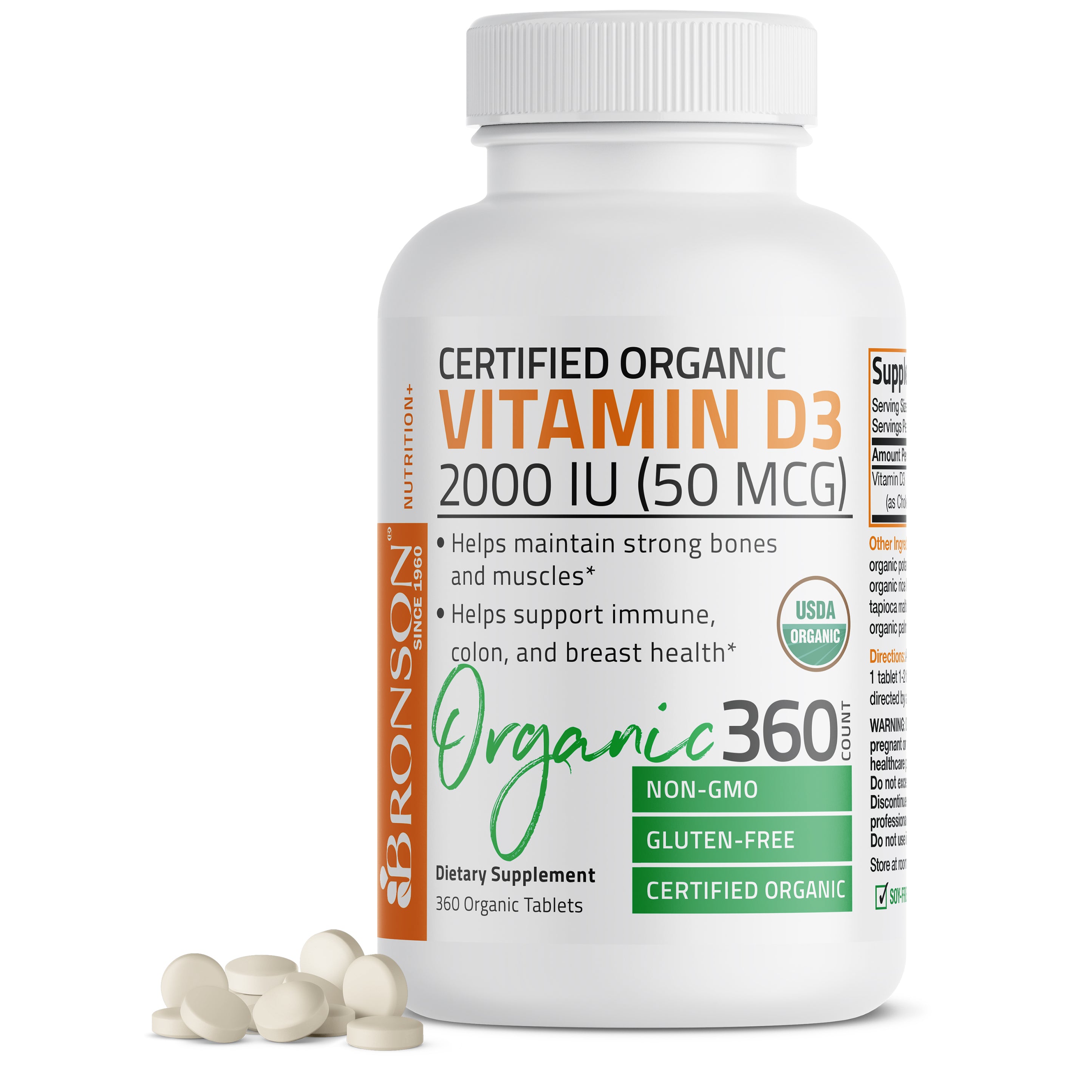 Vitamin D3 USDA Certified Organic - 2,000 IU - 90 Tablets | Vitamins ...
