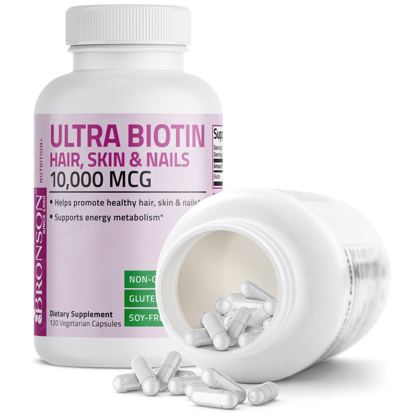 Bronson Ultra Biotin Hair, Skin & Nails - 10,000 mcg - 60 Vegetarian ...