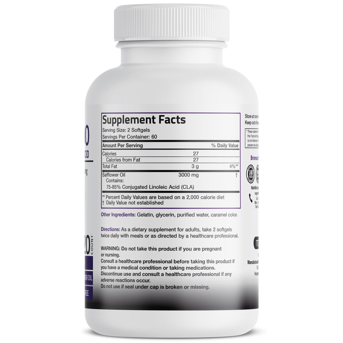 CLA 3000 Conjugated Linoleic Acid Extra High Potency - 3,000 mg ...