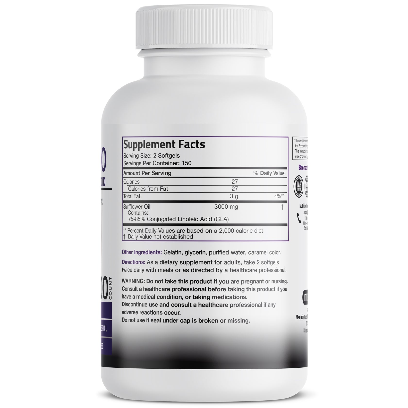 CLA 3000 Conjugated Linoleic Acid Extra High Potency - 3,000 mg ...