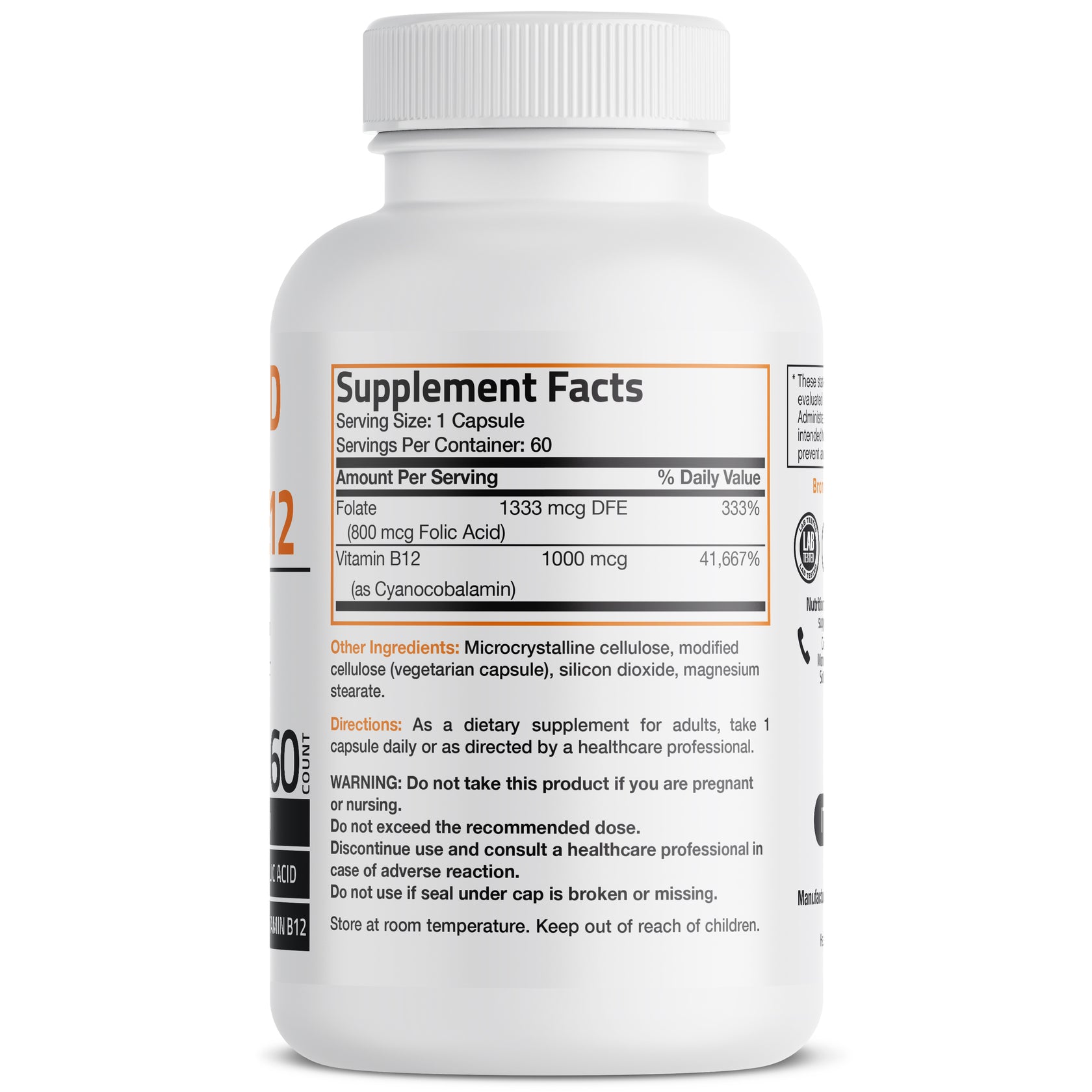 Folic Acid and Vitamin B12 - 60 Capsules | Vitamins & Supplements ...