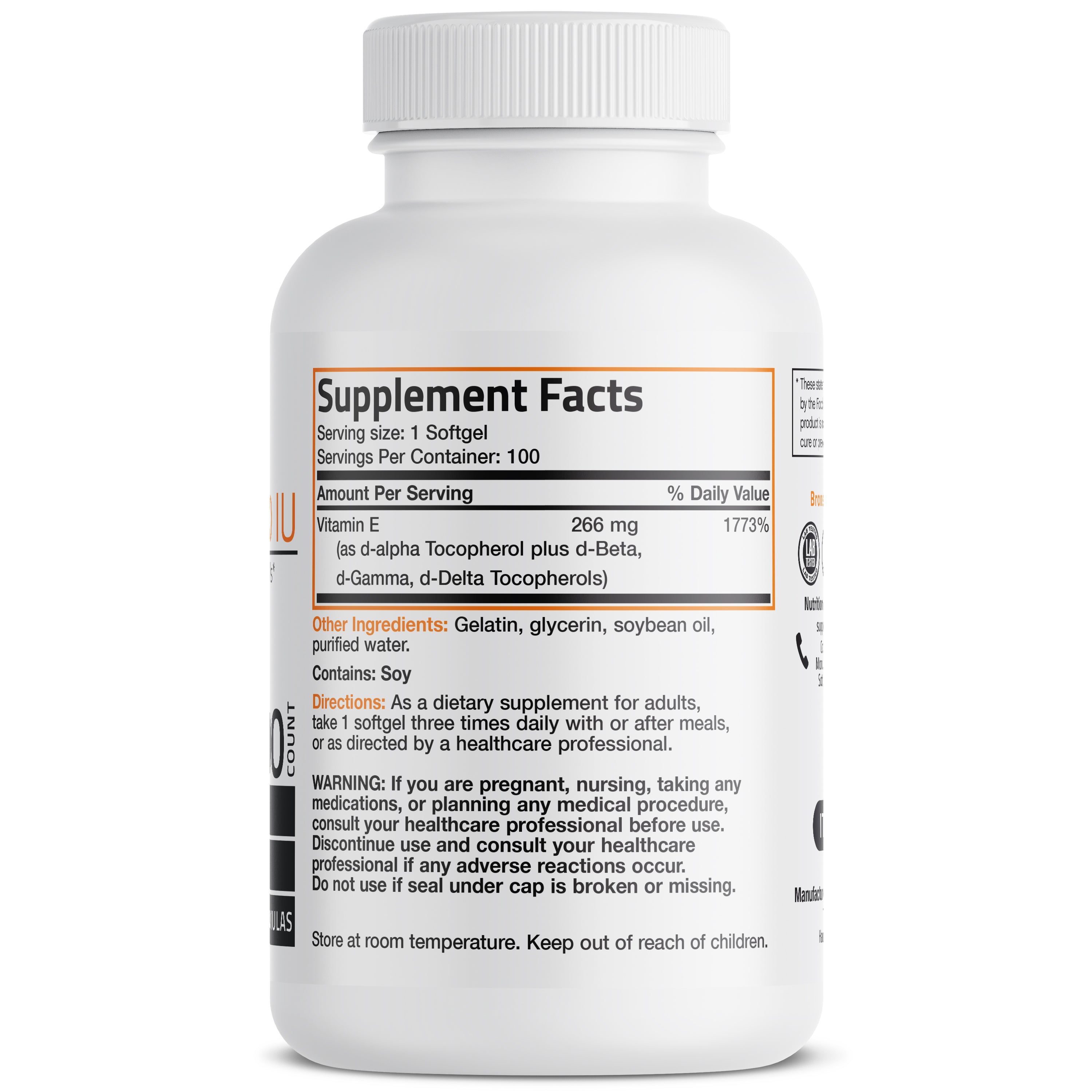 Natural Vitamin E Complex - 400 IU - 100 Softgels | Vitamins ...