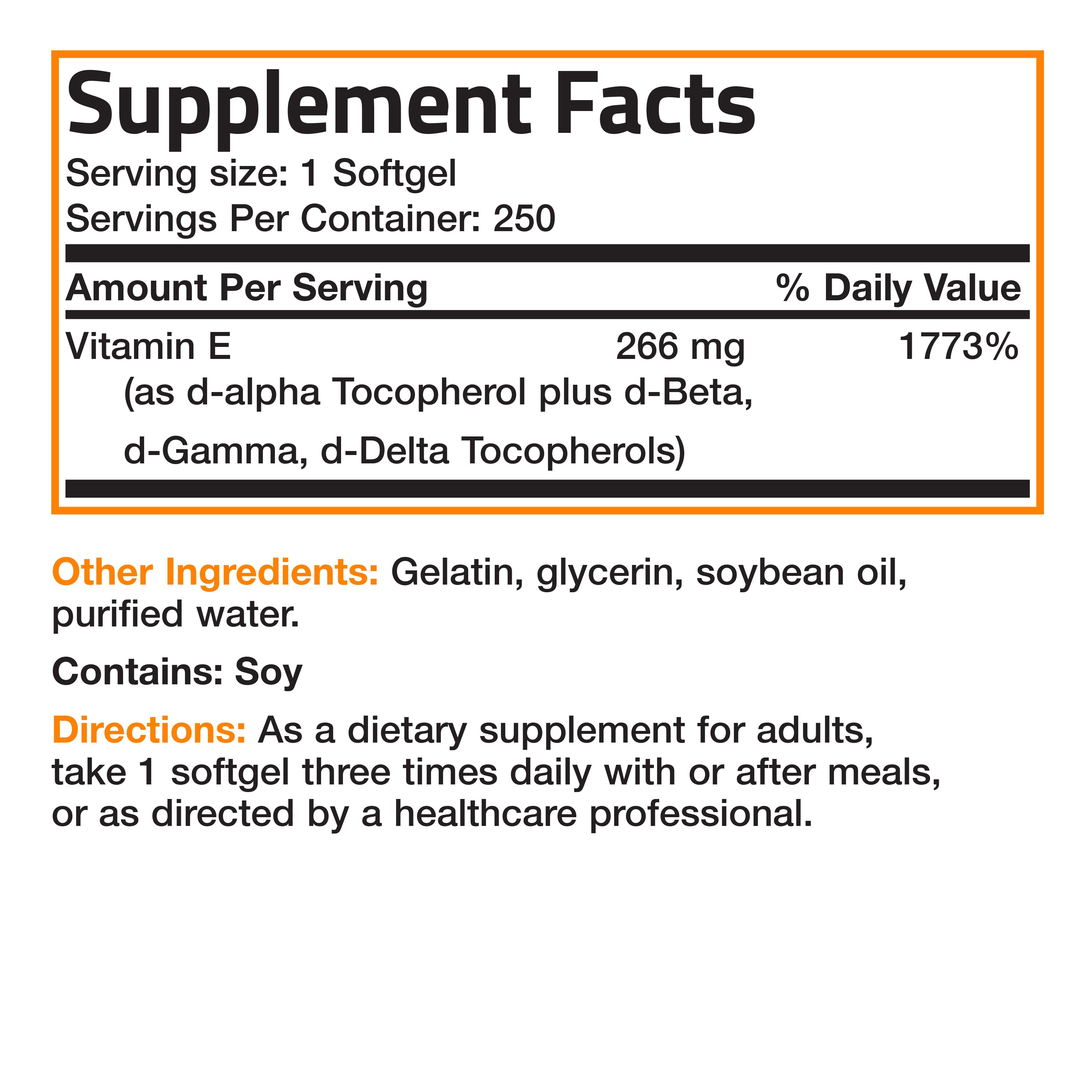 Natural Vitamin E Complex - 400 IU - 100 Softgels | Vitamins ...