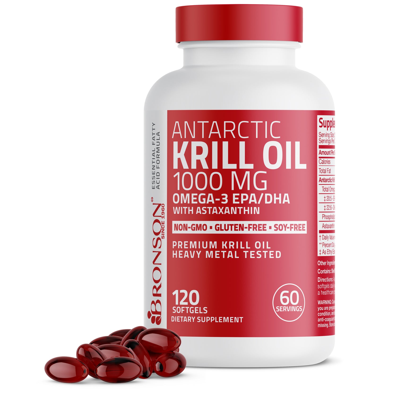 Bronson Antarctic Krill Oil Omega-3 EPA DHA Non-GMO | Vitamins ...