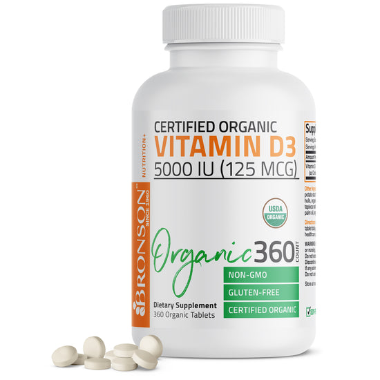 Bronson Vitamin D3 USDA Certified Organic - 5,000 IU - 90 Tablets ...