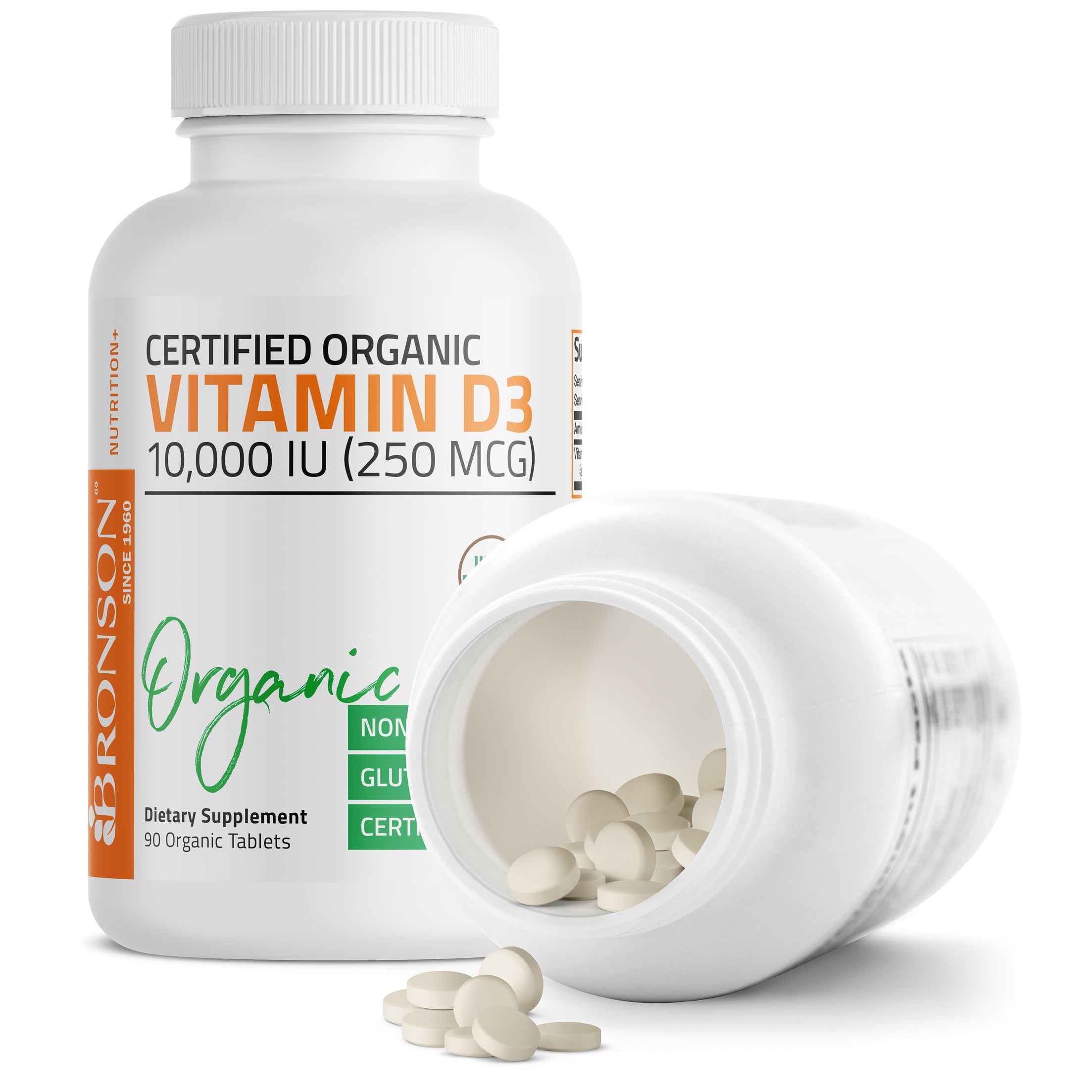 Bronson Vitamin D3 High Dose USDA Certified Organic - 10,000 IU - 90 ...