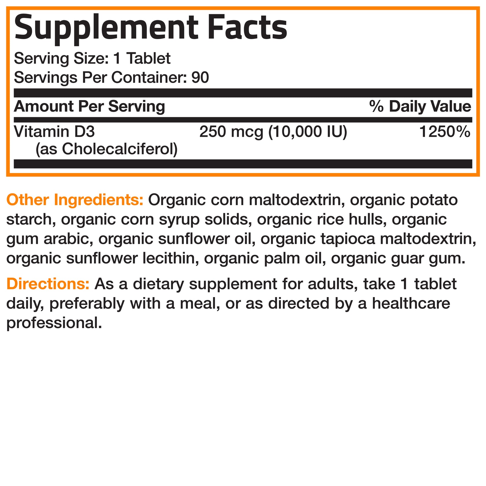 Bronson Vitamin D3 High Dose USDA Certified Organic - 10,000 IU - 90 ...