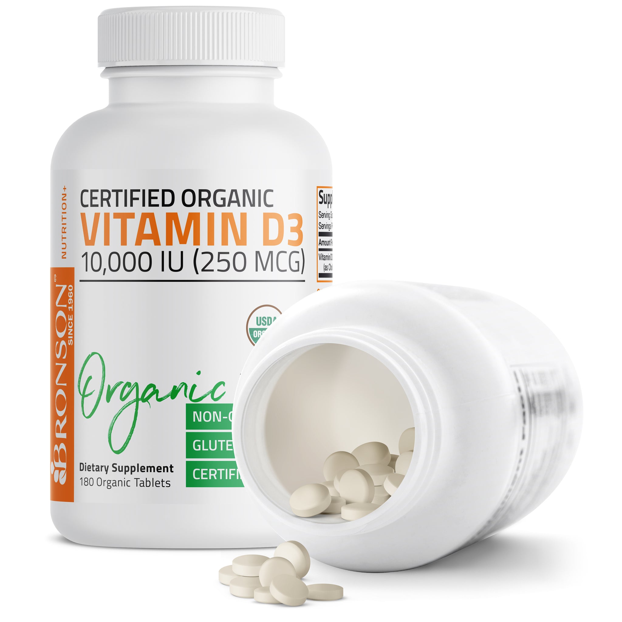Bronson Vitamin D3 High Dose USDA Certified Organic - 10,000 IU - 90 ...