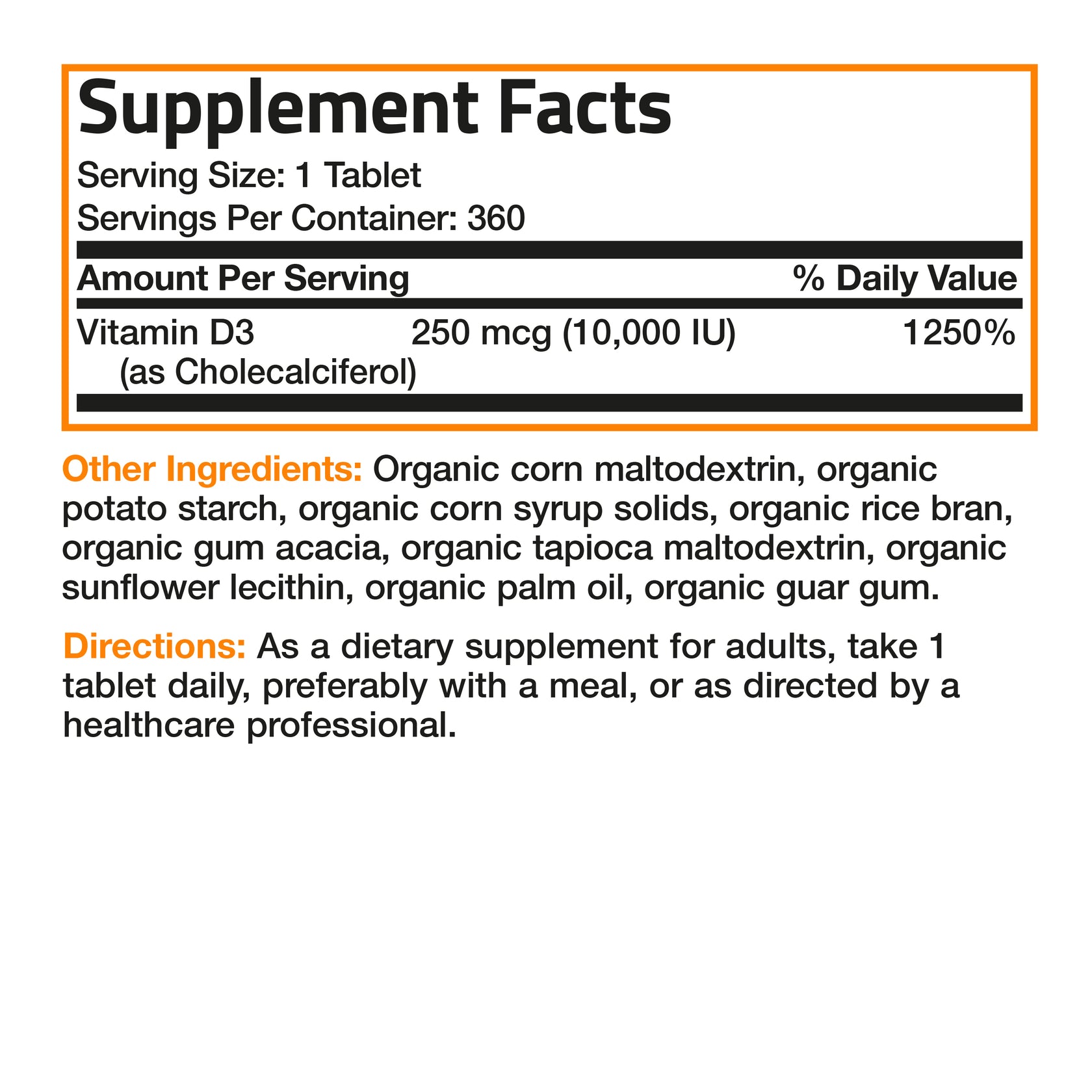 Bronson Vitamin D3 High Dose USDA Certified Organic - 10,000 IU - 90 ...