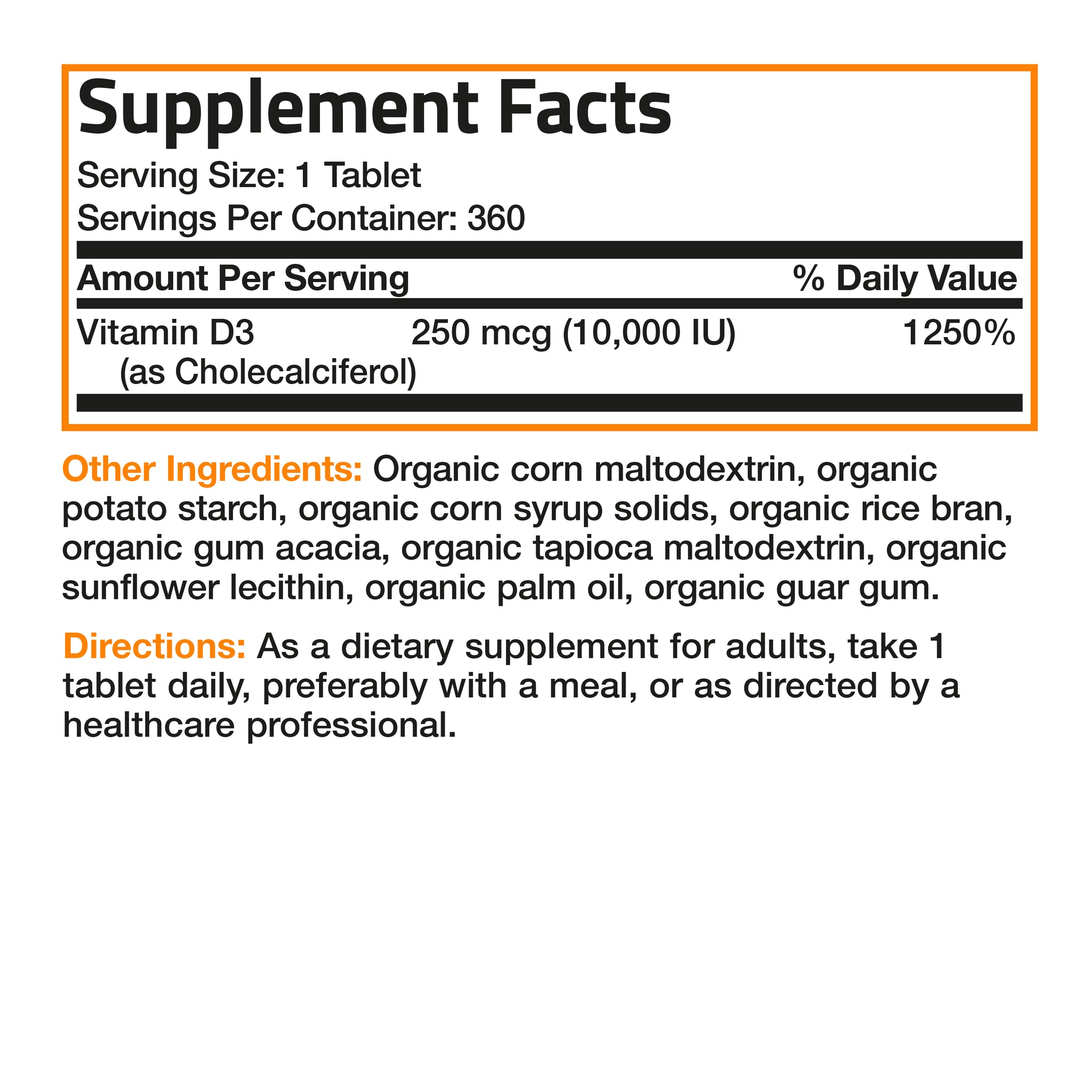 Bronson Vitamin D3 High Dose USDA Certified Organic - 10,000 IU - 90 ...