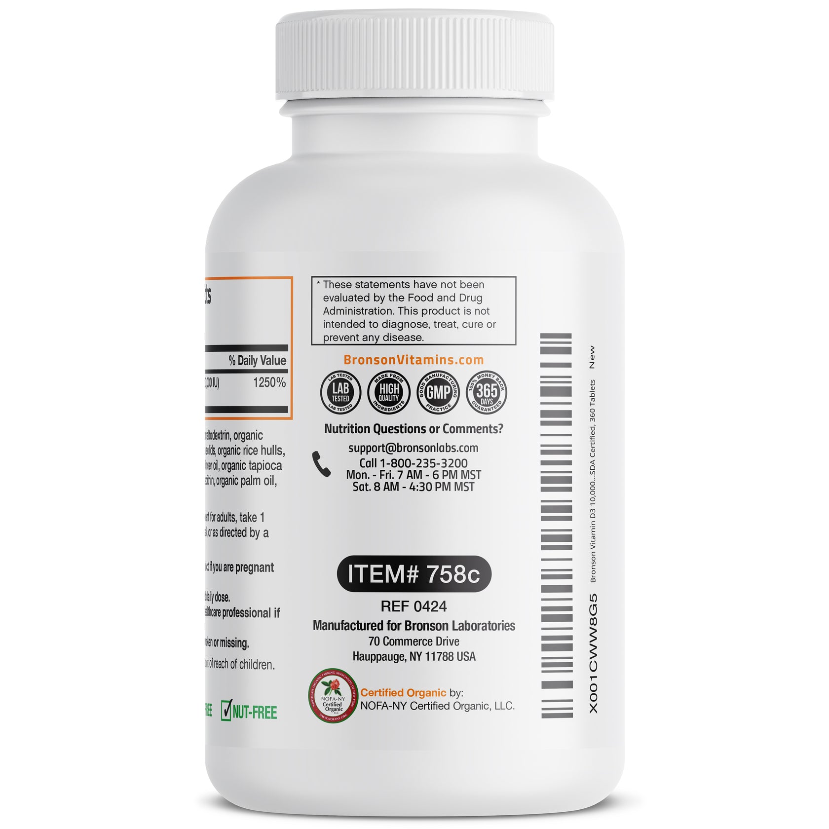 Bronson Vitamin D3 High Dose USDA Certified Organic - 10,000 IU - 90 ...