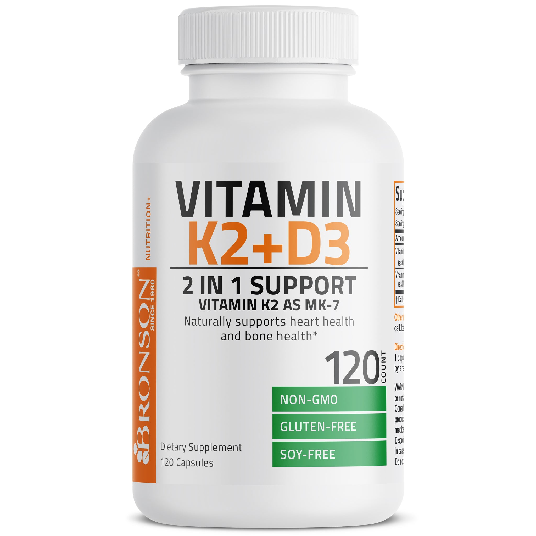 Bronson Vitamin K2 MK-7 Plus Vitamin D3 - 60 Capsules | Vitamins & Supplements | Bronson ...