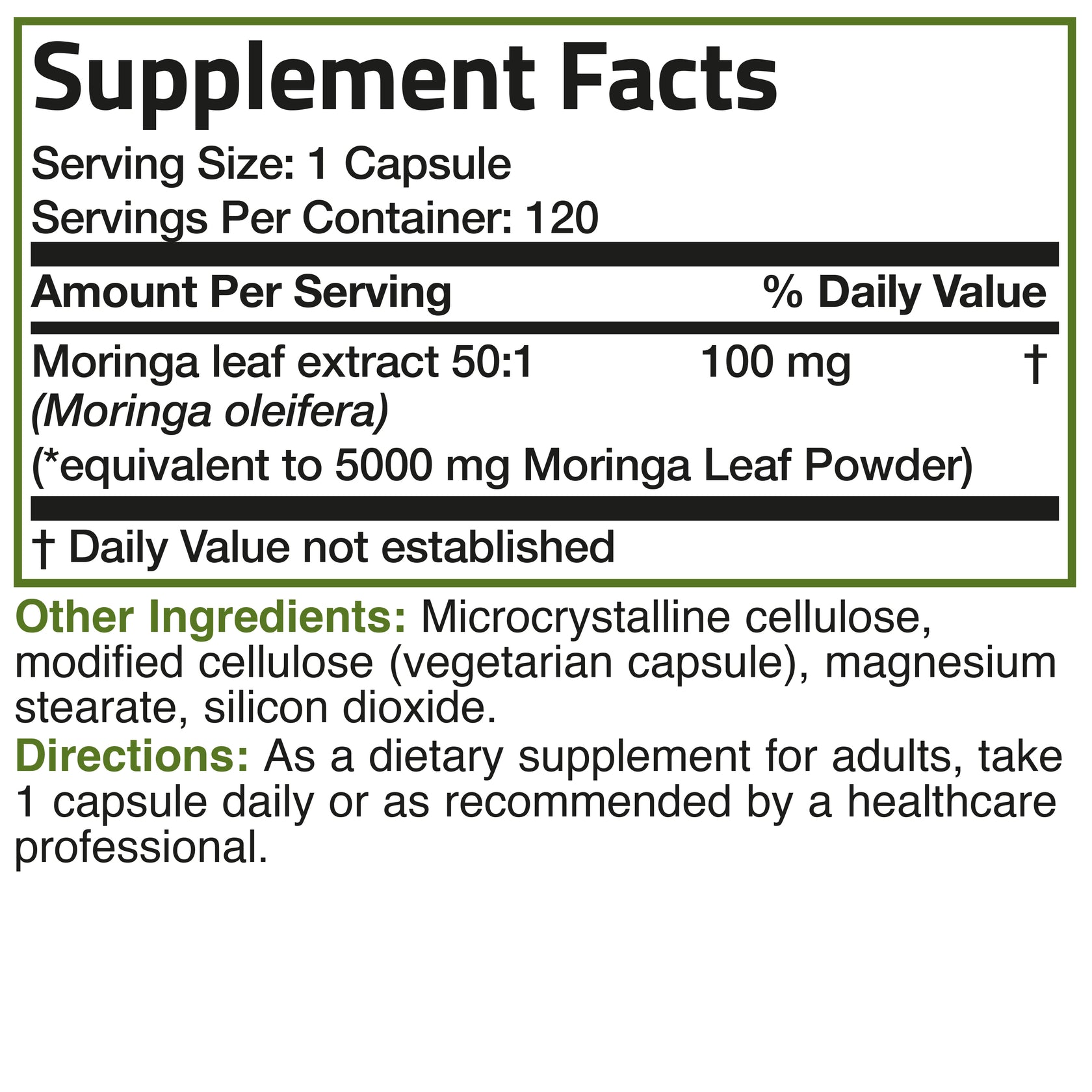 Moringa Oleifera Leaf Extract - 5,000 mg - 60 Vegetarian Capsules ...