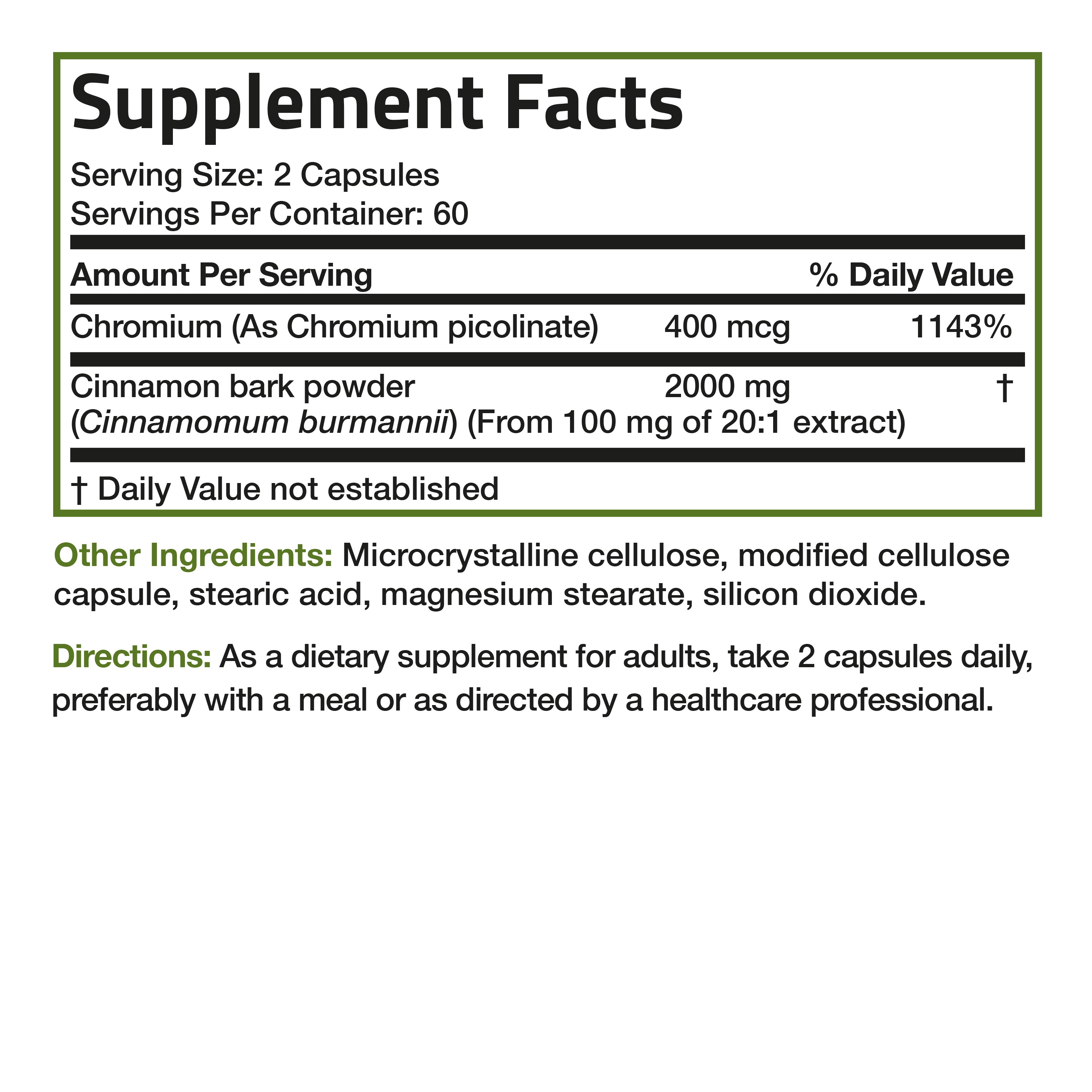 Cinnamon 2000 MG per Serving Plus Chromium – bronsonlabs