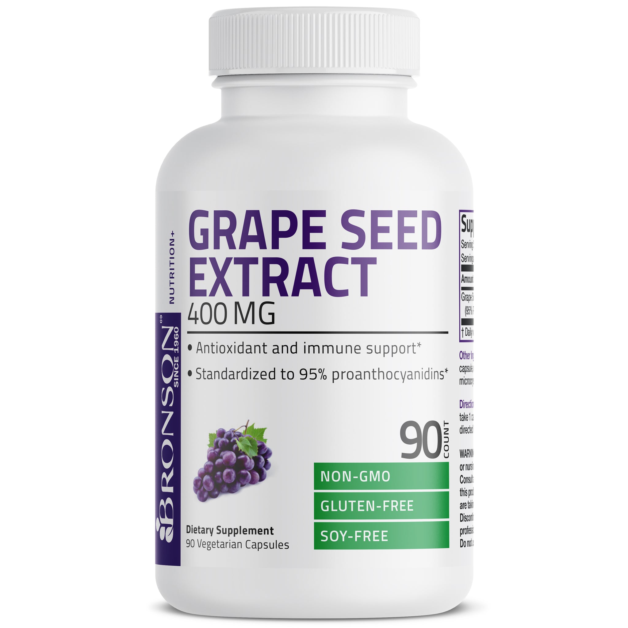 Bronson Grape Seed Extract - 400 mg - 180 Vegetarian Capsules | Herbs & Herbal Extracts ...