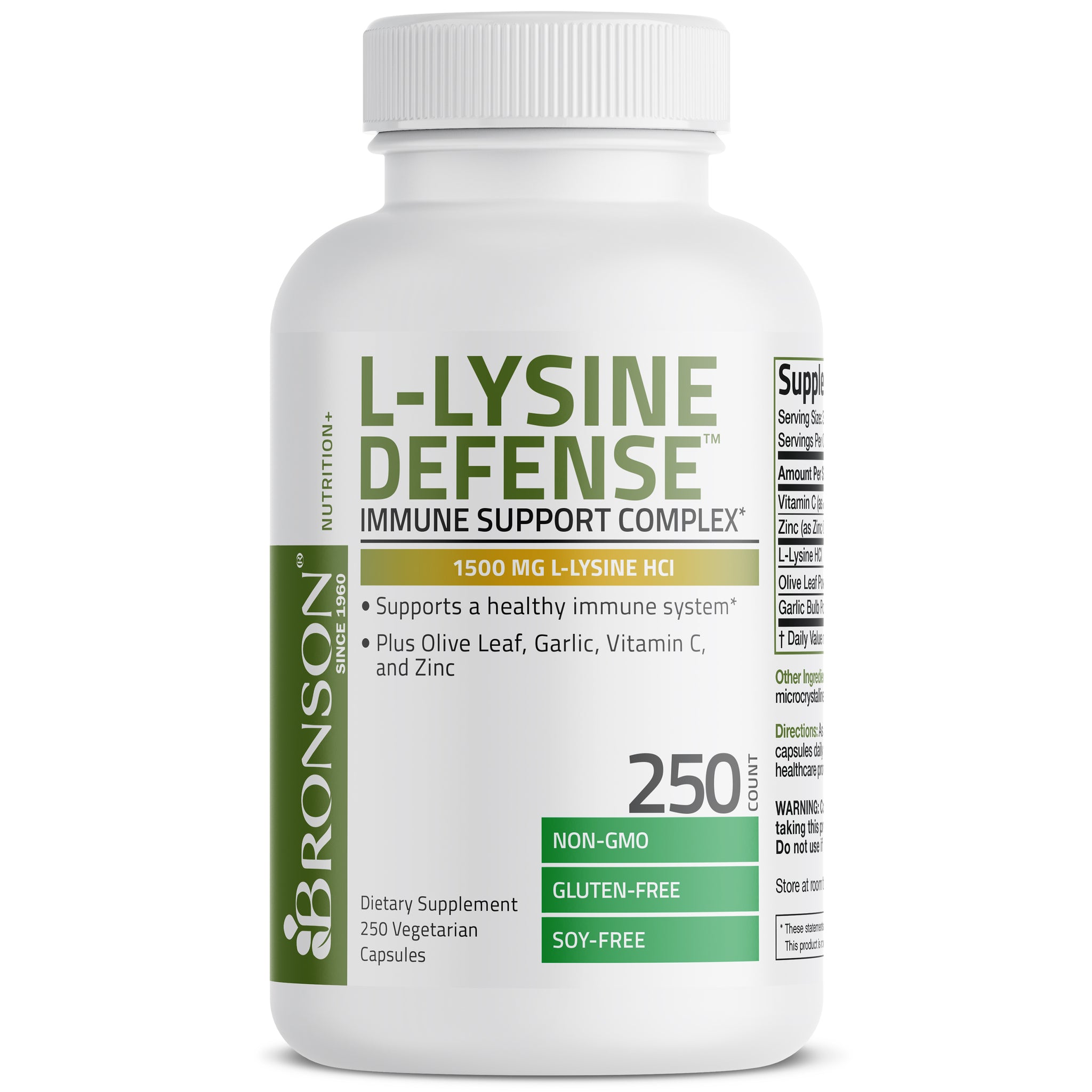 Bronson L-Lysine Defense Complex - 1500 mg - 90 Vegetarian Capsules ...