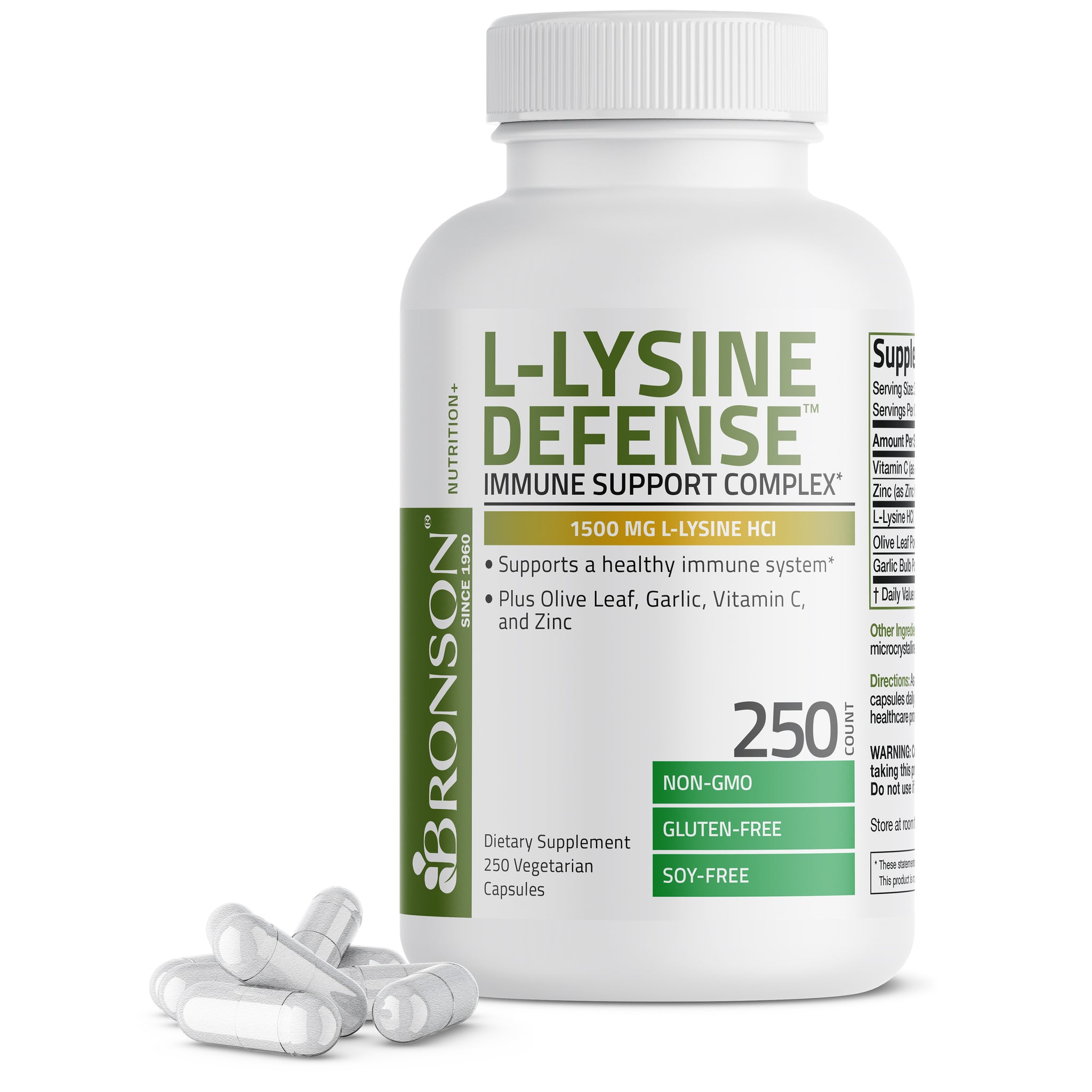 Bronson L-Lysine Defense Complex - 1500 mg - 90 Vegetarian Capsules ...