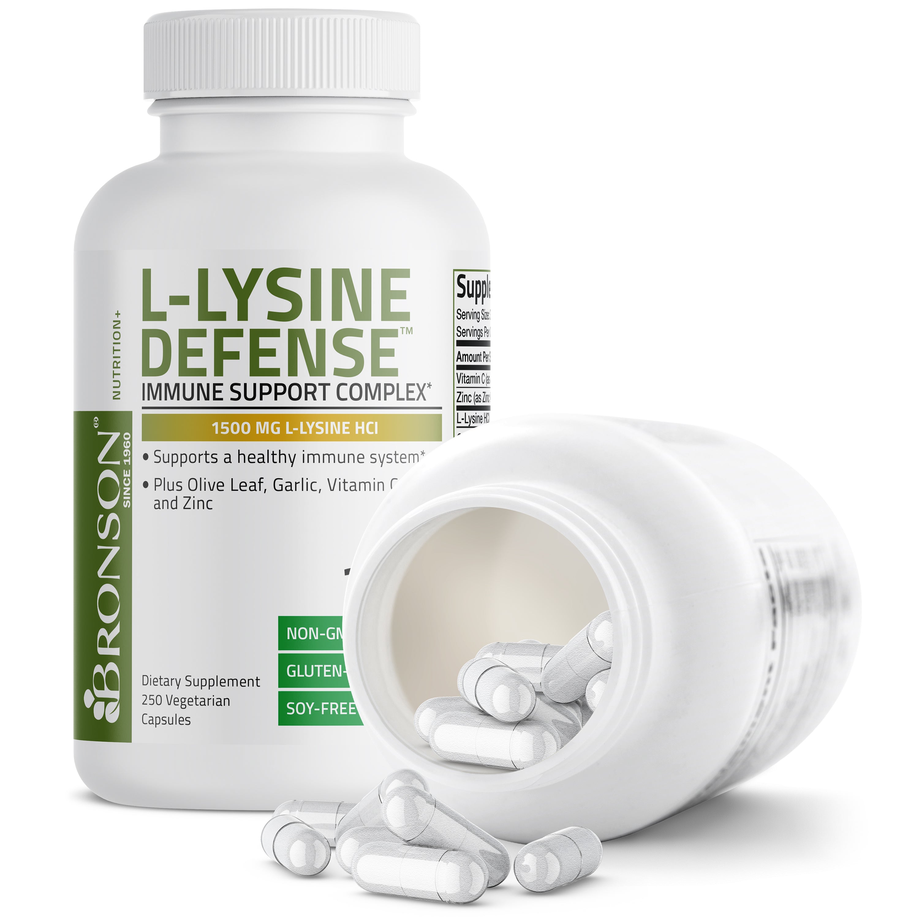 Bronson L-Lysine Defense Complex - 1500 mg - 90 Vegetarian Capsules | Vitamins & Supplements ...