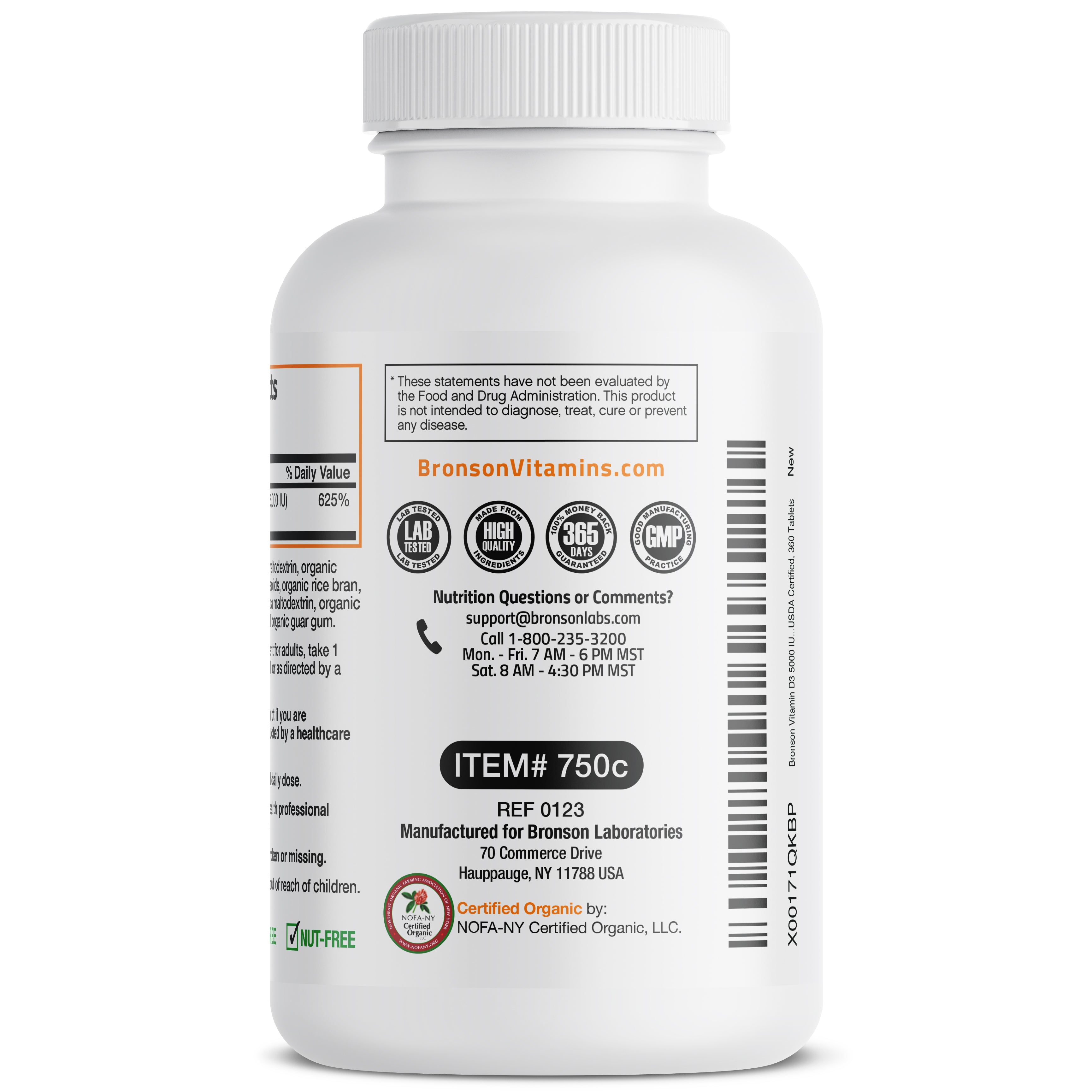 Bronson Vitamin D3 USDA Certified Organic - 5,000 IU - 90 Tablets ...