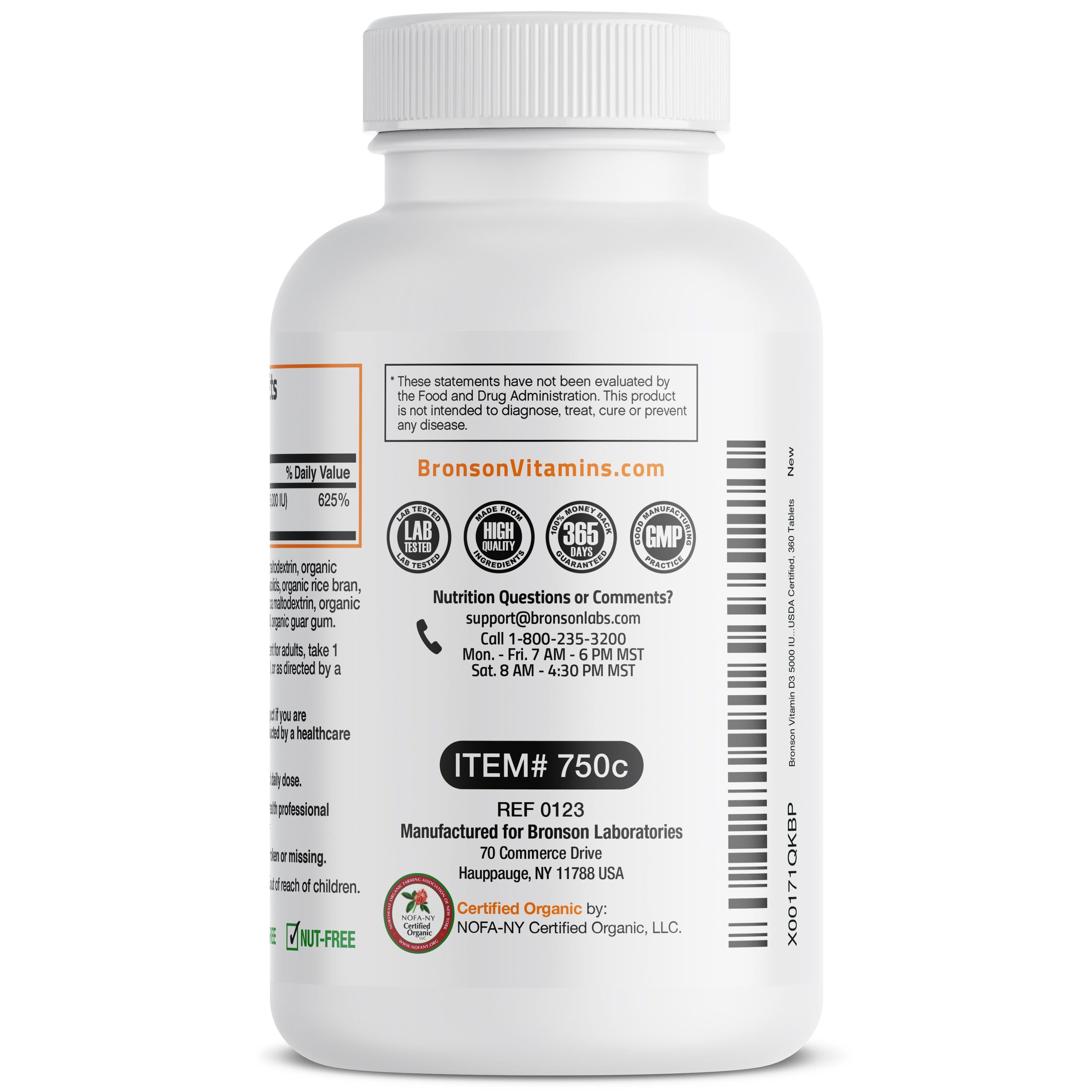 Bronson Vitamin D3 USDA Certified Organic - 5,000 IU - 90 Tablets ...