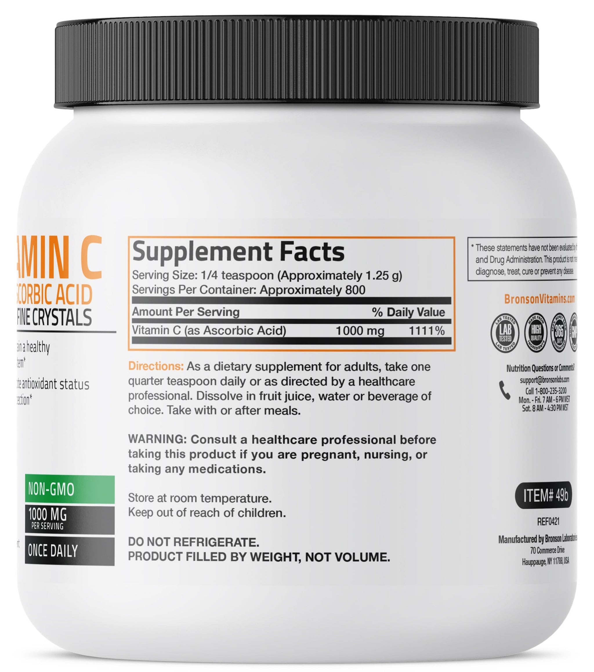 Bronson Vitamin C Pure Ascorbic Acid Crystals - 1,000 mg - 1 lb (16 oz ...