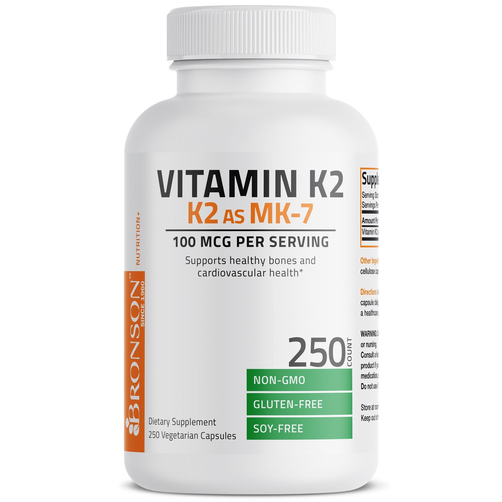 Bronson Vitamin K2 MK-7 - 100 mcg - 120 Vegetarian Capsules | Vitamins ...