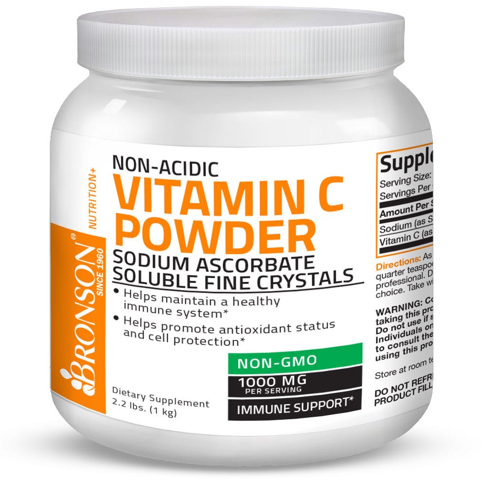 Bronson Vitamin C Non-Acidic Sodium Ascorbate Crystals - 1,000 mg - 1 lb (16 oz / 454g ...