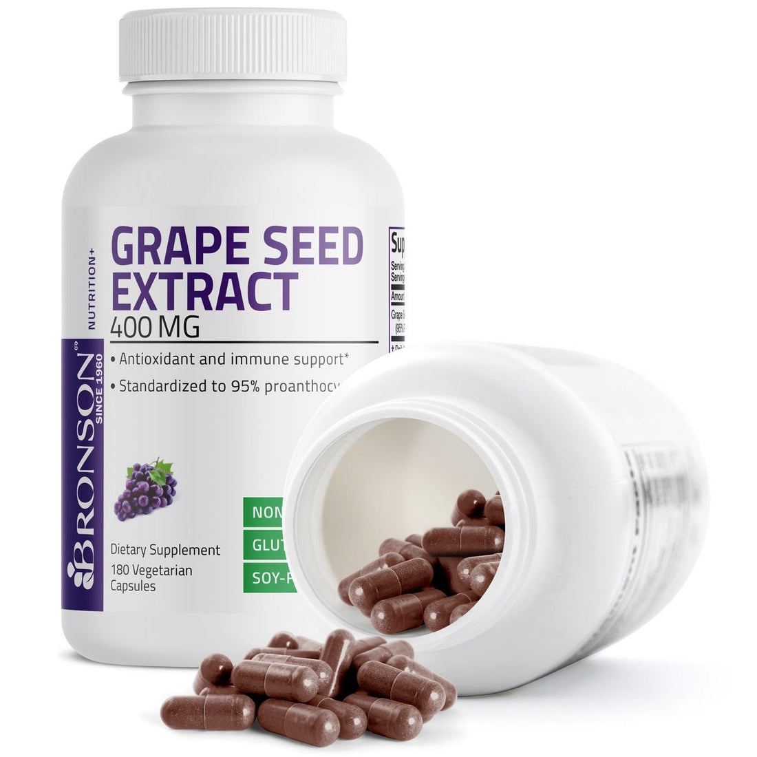 Bronson Grape Seed Extract - 400 mg - 180 Vegetarian Capsules | Herbs ...