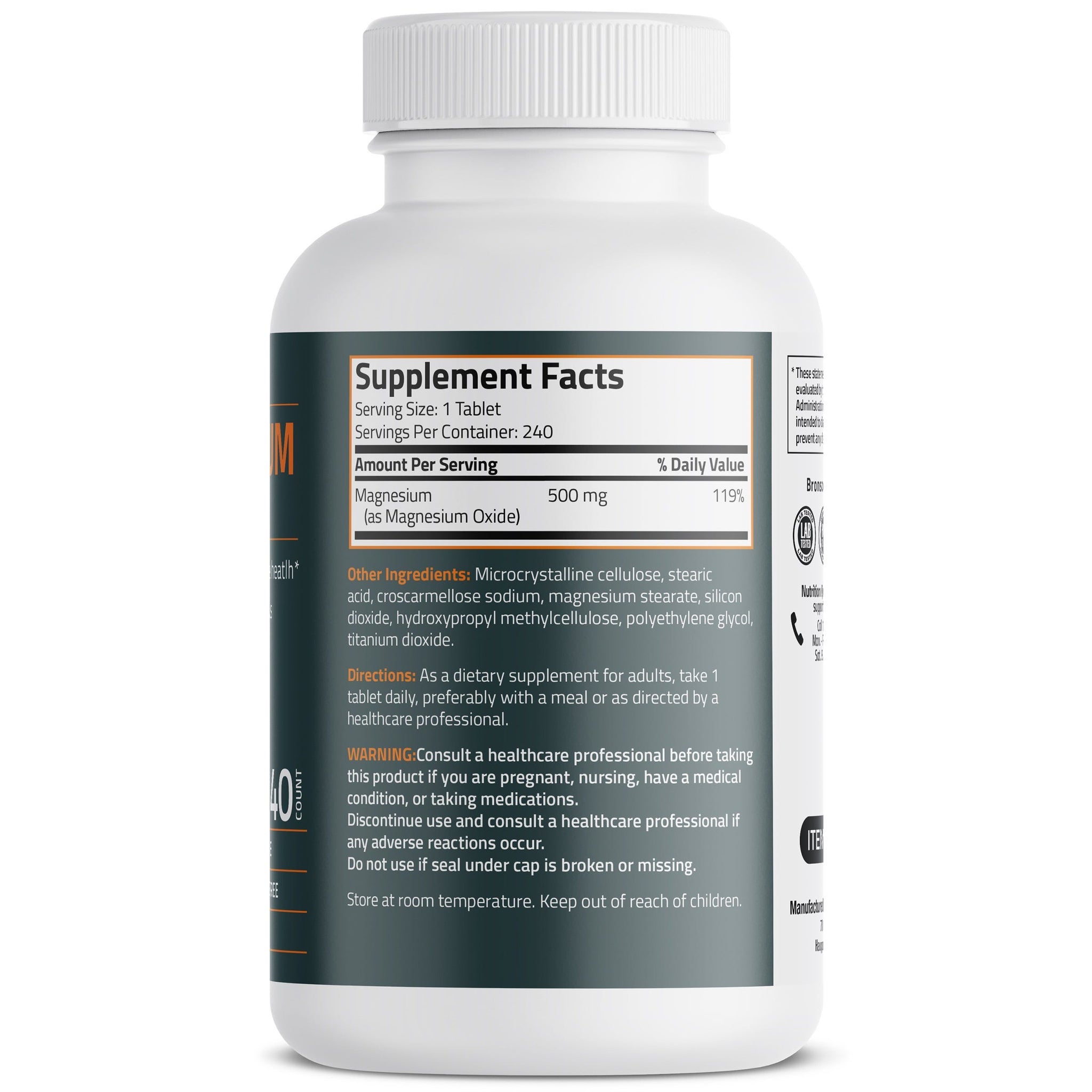 Magnesium 500 MG – Bronson Vitamins | Quality Vitamins and Supplements ...