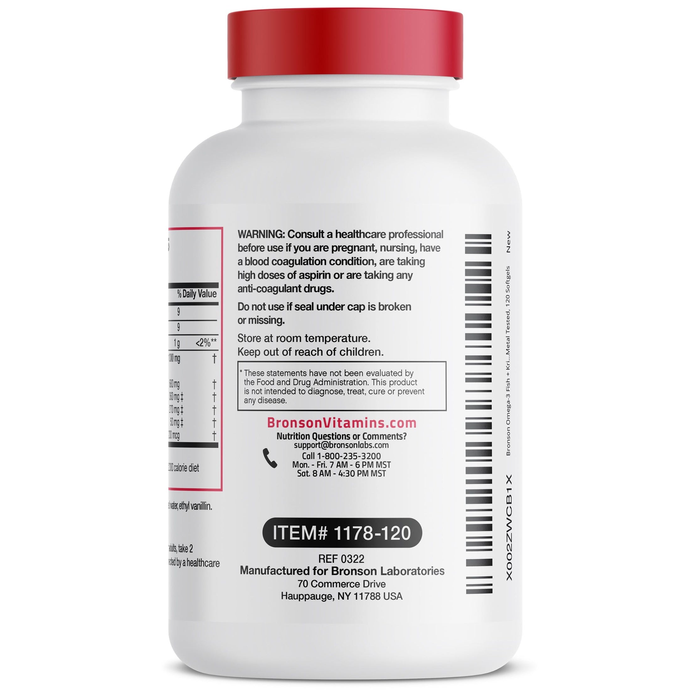 Omega-3 Fish + Krill Oil 1000 MG 120 Softgels – bronsonlabs