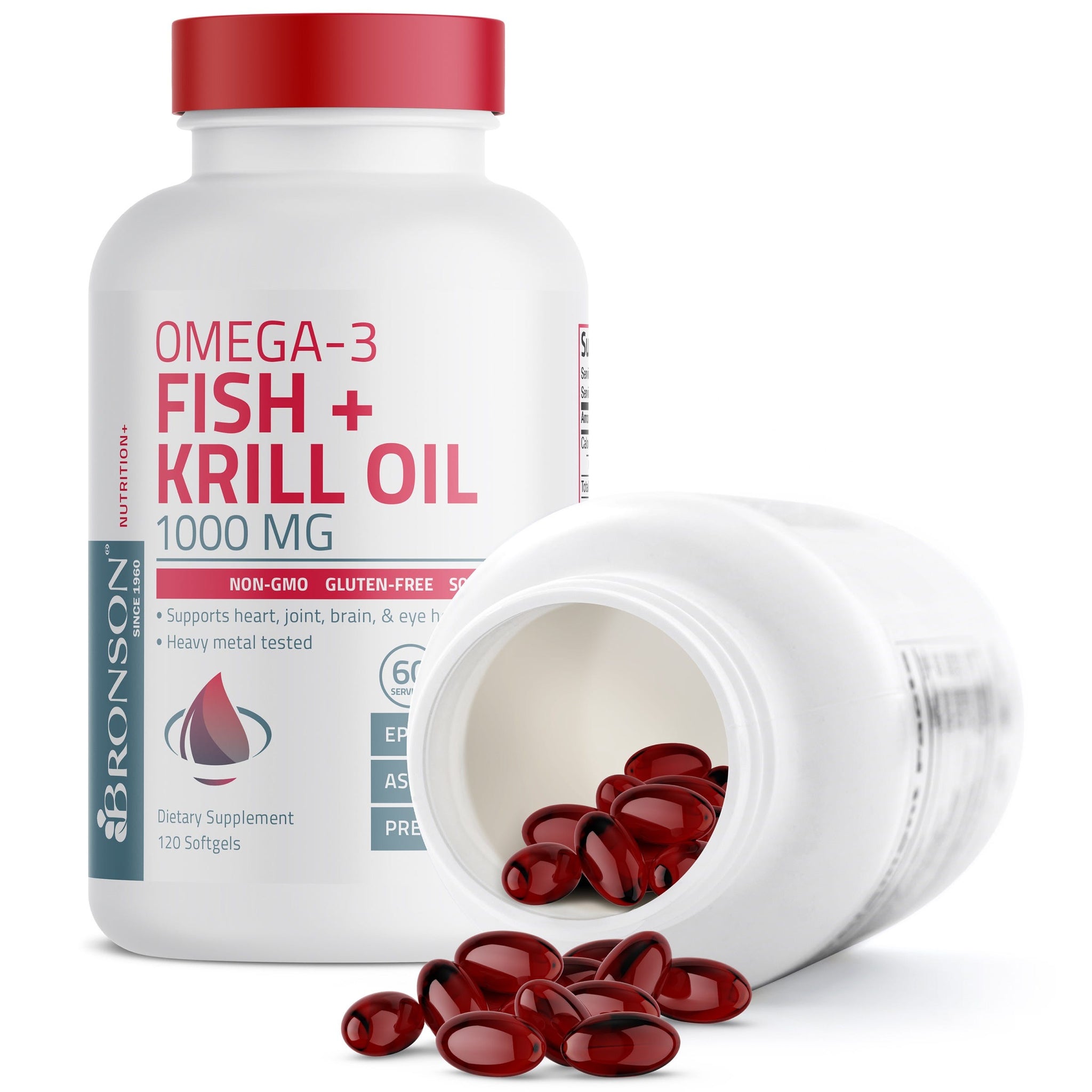 Omega-3 Fish + Krill Oil 1000 MG 120 Softgels – Bronson Vitamins | Quality Vitamins and ...
