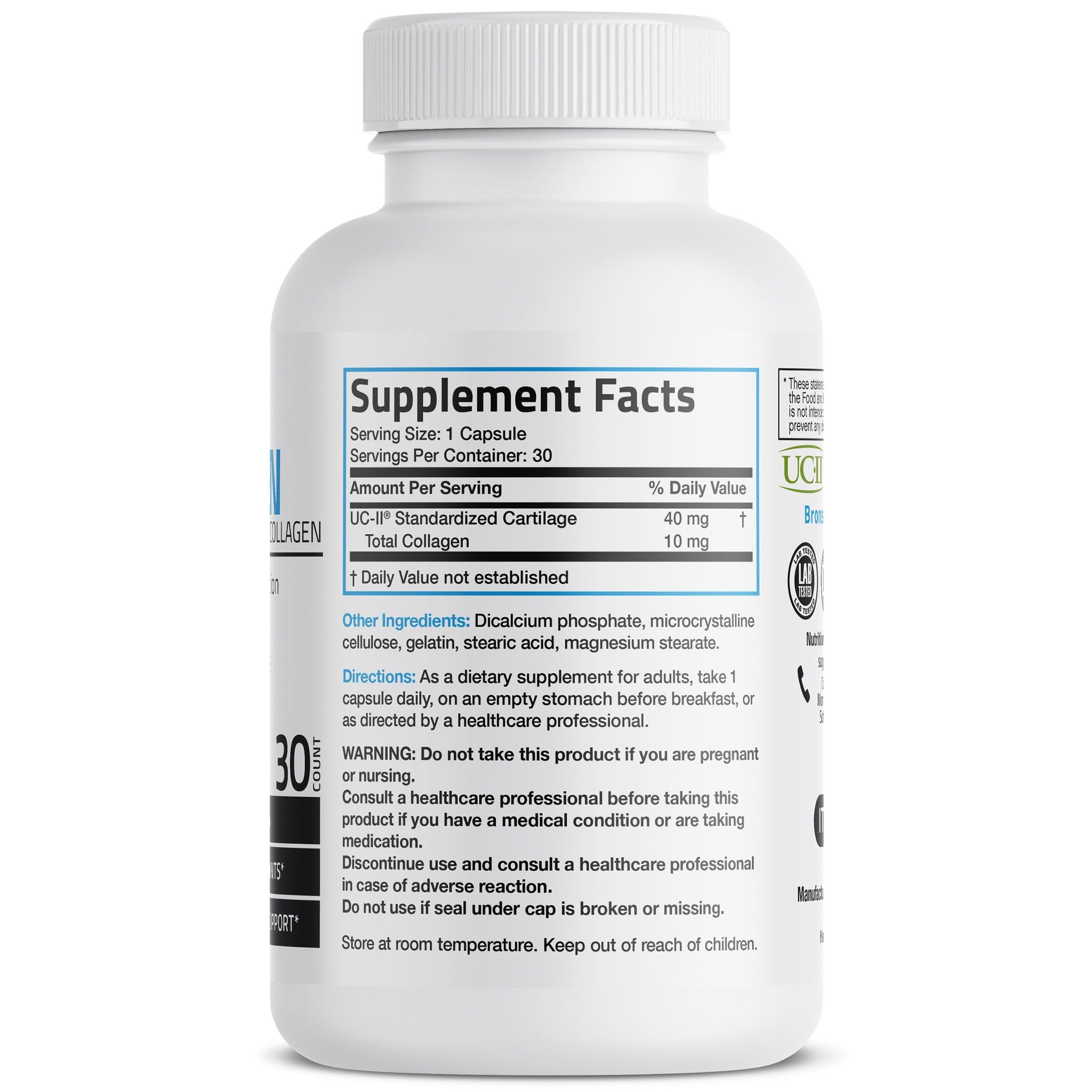 Bronson UC-II® Type II Collagen 30 Capsules | Joint Health Supplements ...