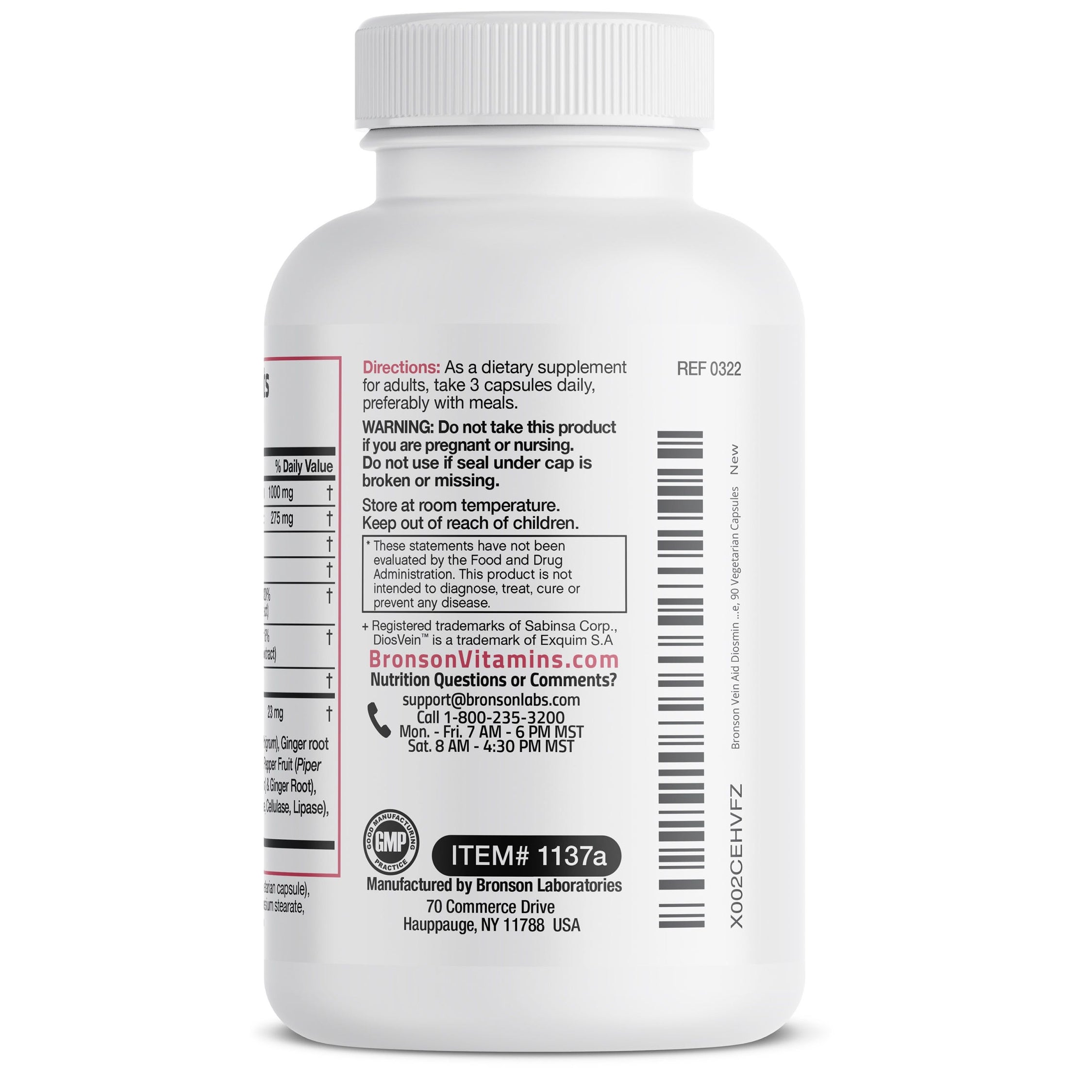 Bronson VeinAid DiosVein™ Diosmin Varicose Vein Complex - 90 Vegetarian ...