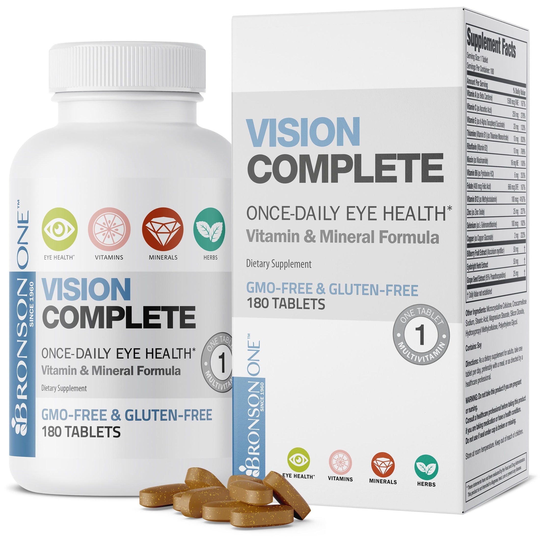 Bronson One™ Daily Vision Complete - 180 Tablets – Bronson Vitamins ...