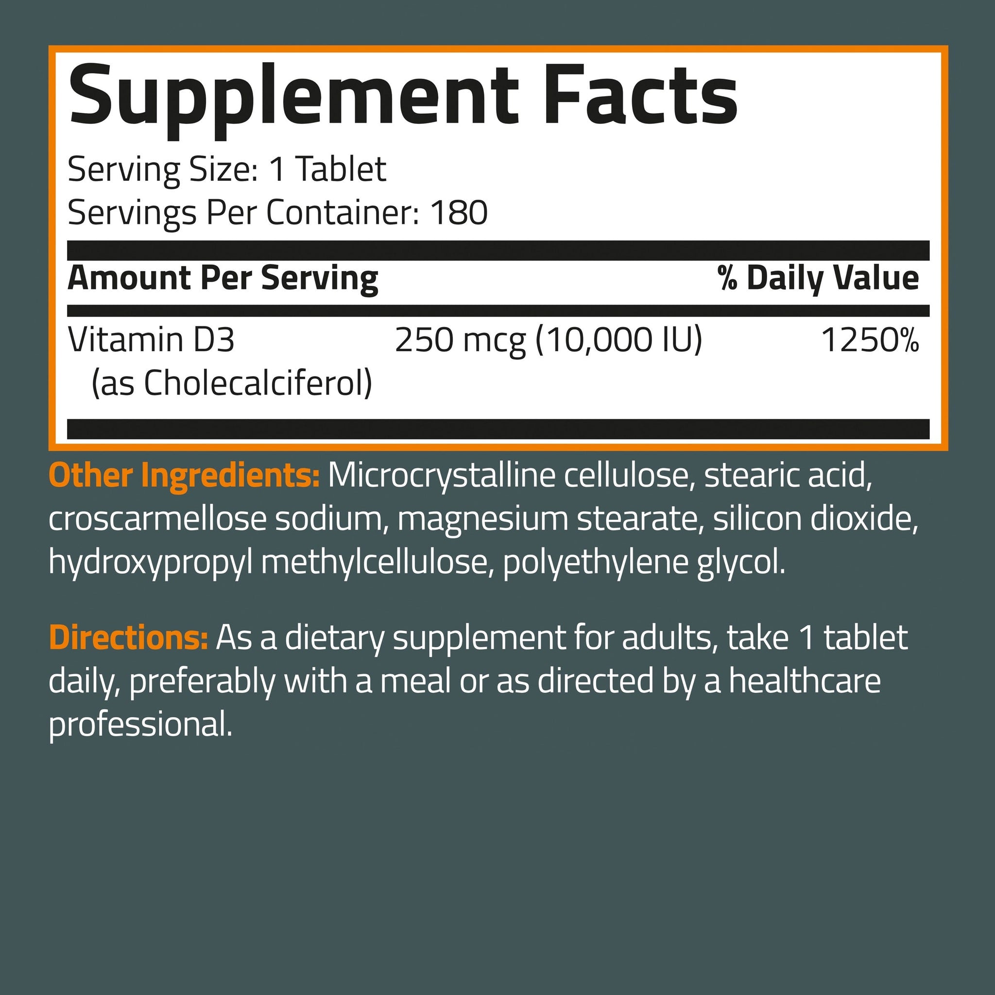 Vitamin D3 10,000 IU (250 MCG) – Bronson Vitamins | Vitamins and ...